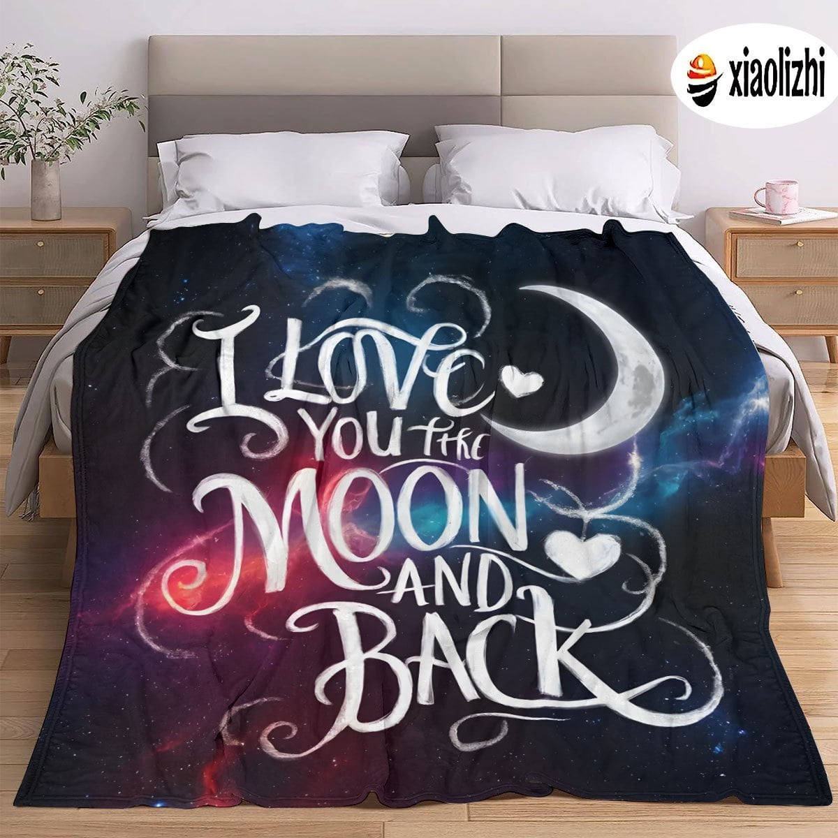 CozySoft "I Love You to the Moon and Back" Flannel Fleece Throw Blanket ...