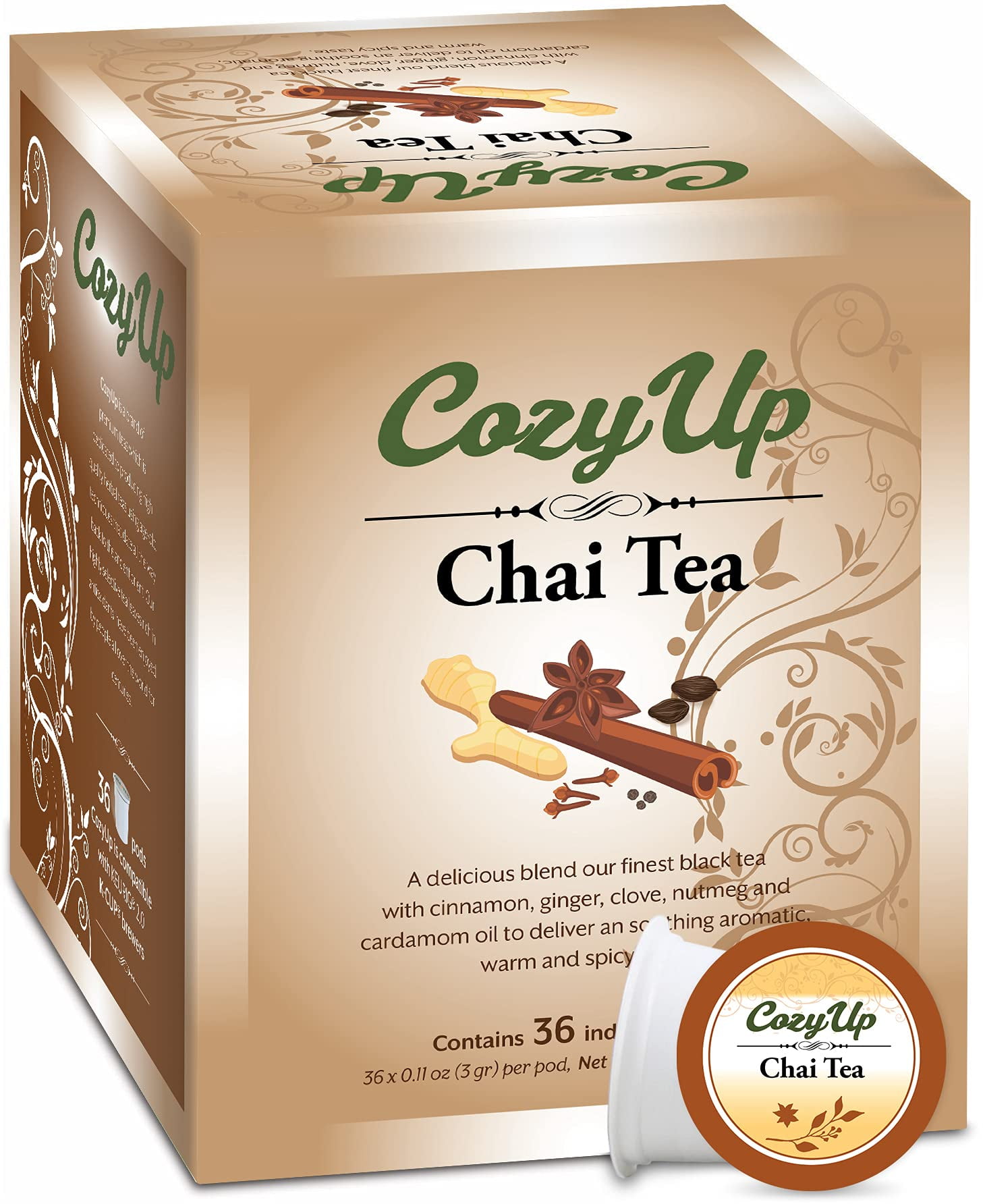 CozyUp Single Serve Chai Black Tea Pods, Compatible with Keurig K-Cup ...