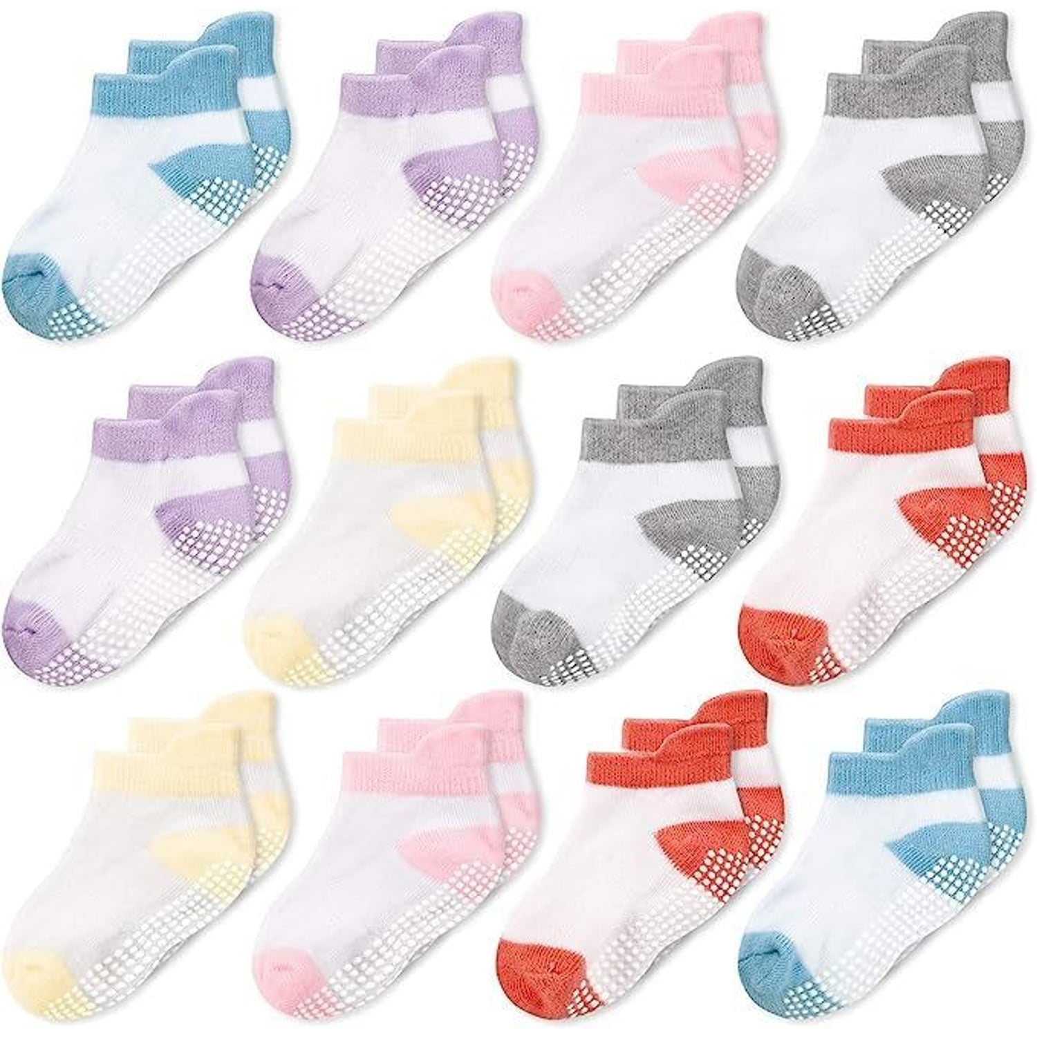 CozyWay Baby Girl Socks with Grippers Non Slip Ankle Grip Socks For ...