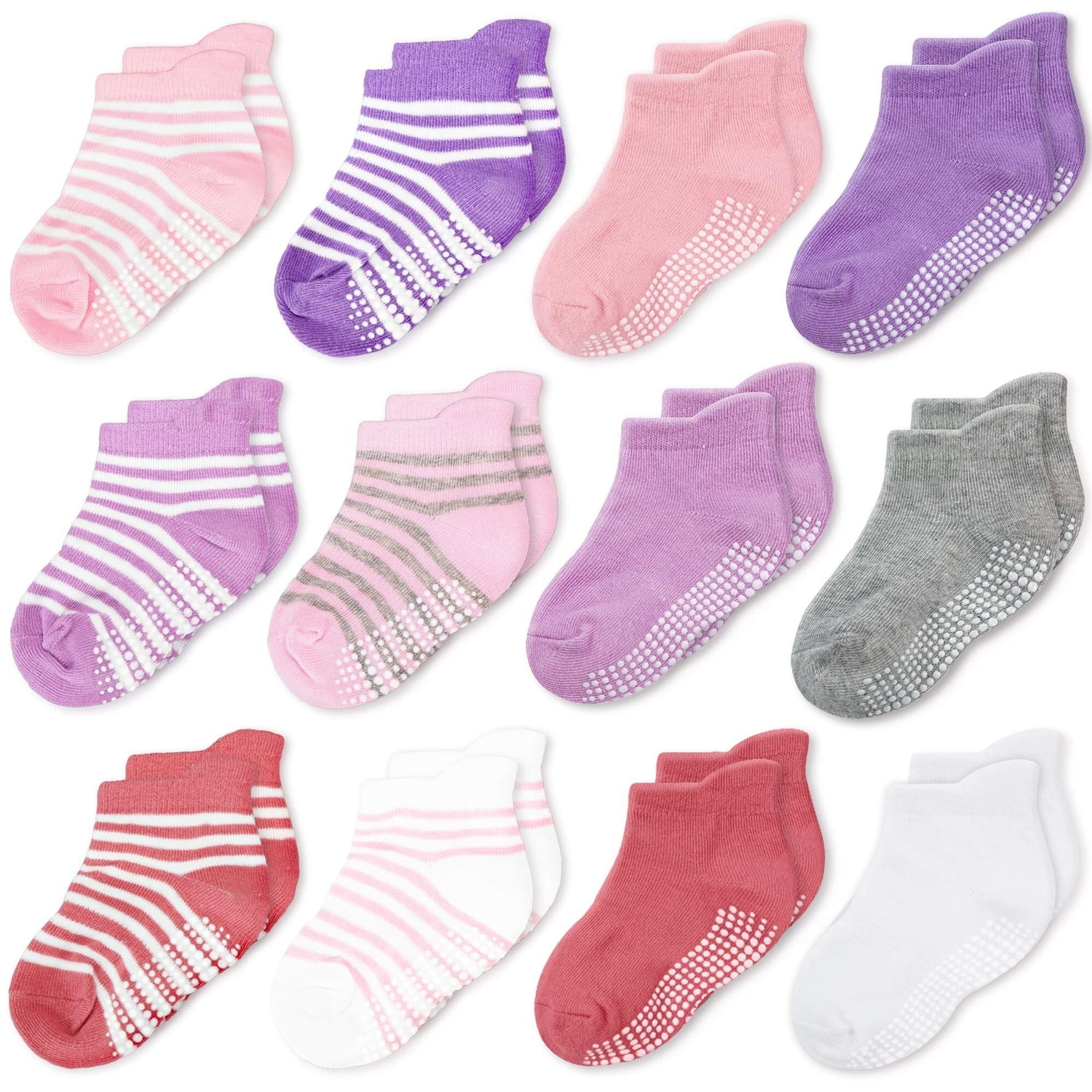 CozyWay Baby Girl Socks with Grippers - Non Slip Ankle Grip Socks For ...