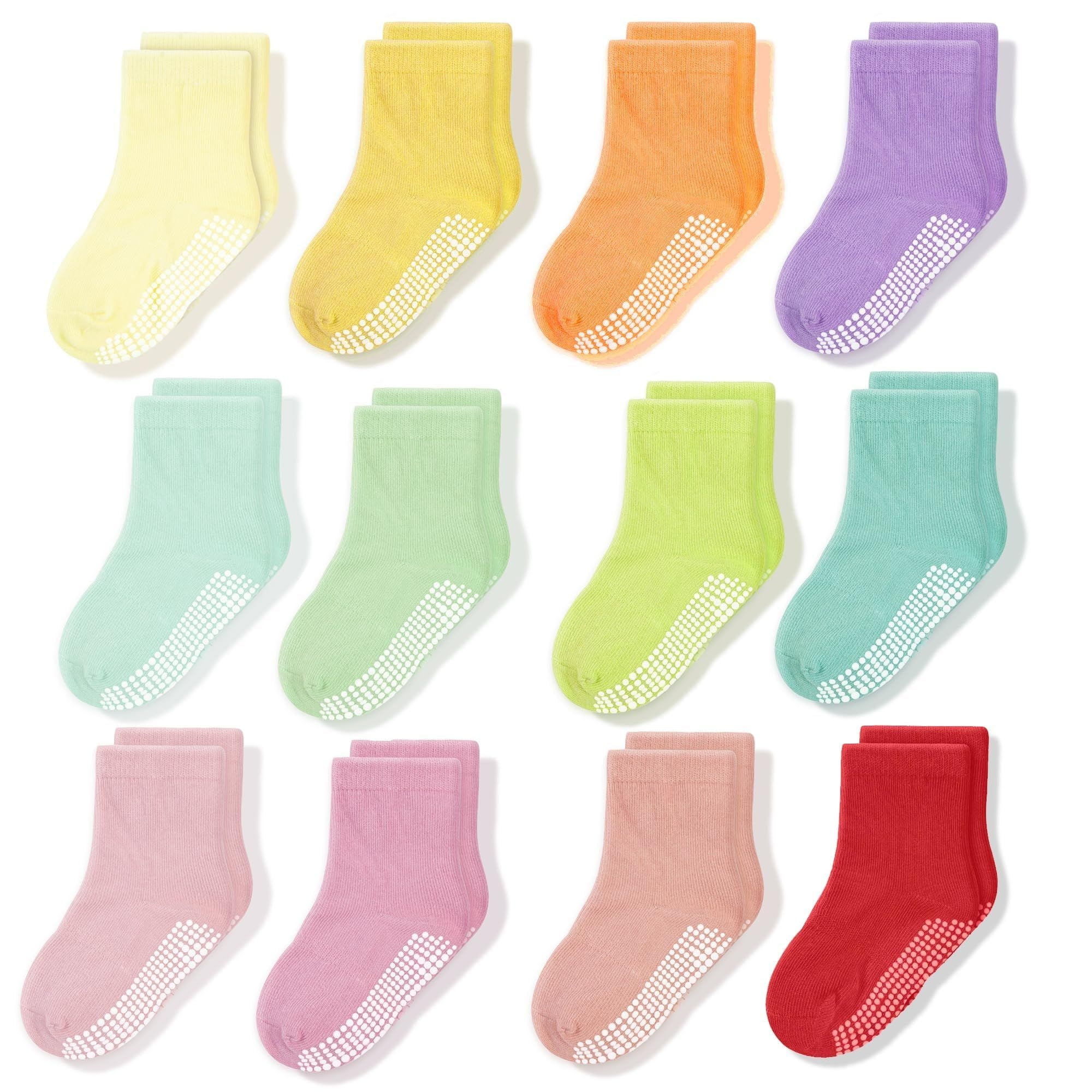 CozyWay Baby Girl Socks with Grippers Non Slip Crew Grip Socks For ...
