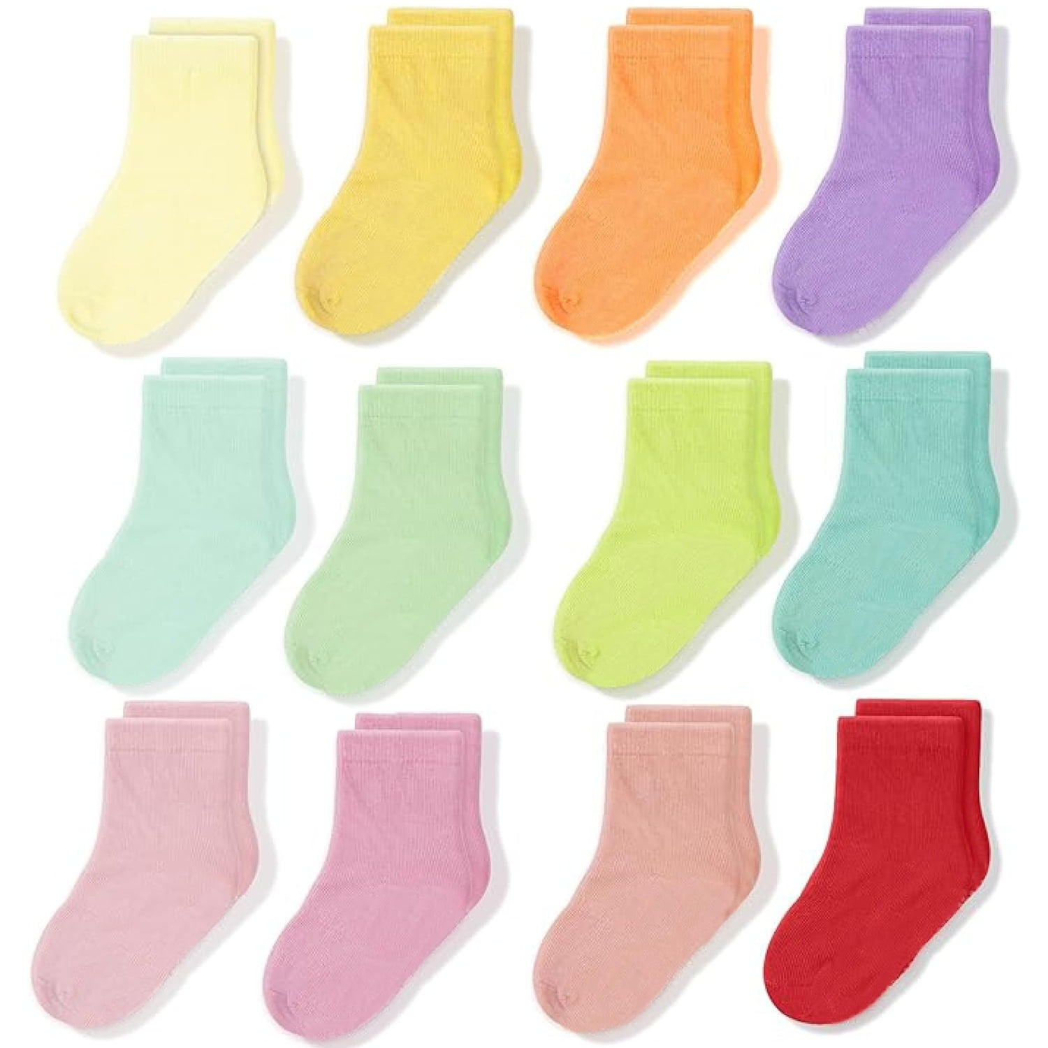 CozyWay Toddler Crew Socks - Soft Breathable Cotton Colored Toddler ...