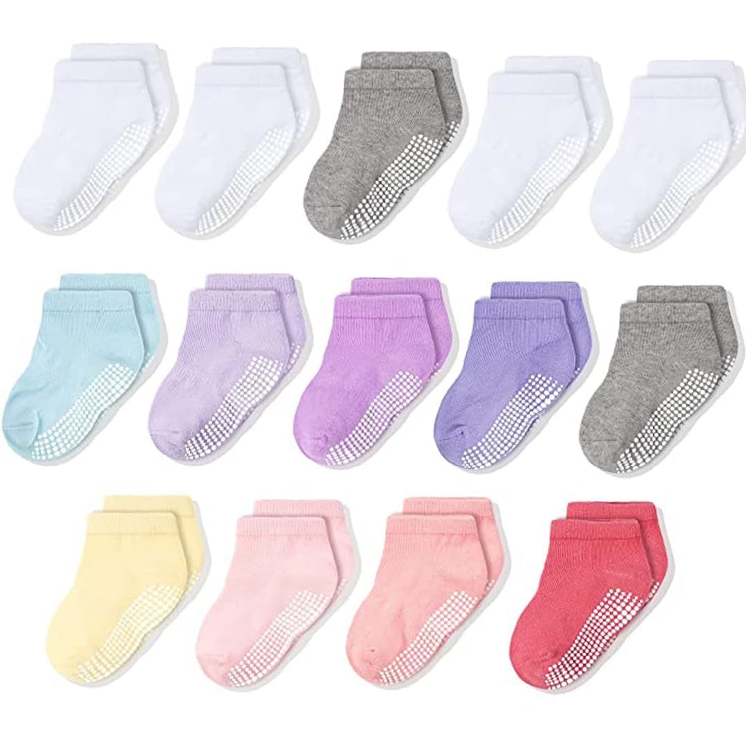 CozyWay Toddler Non-Slip Grip Socks - Low-Cut Cotton Comfort & Gripped ...