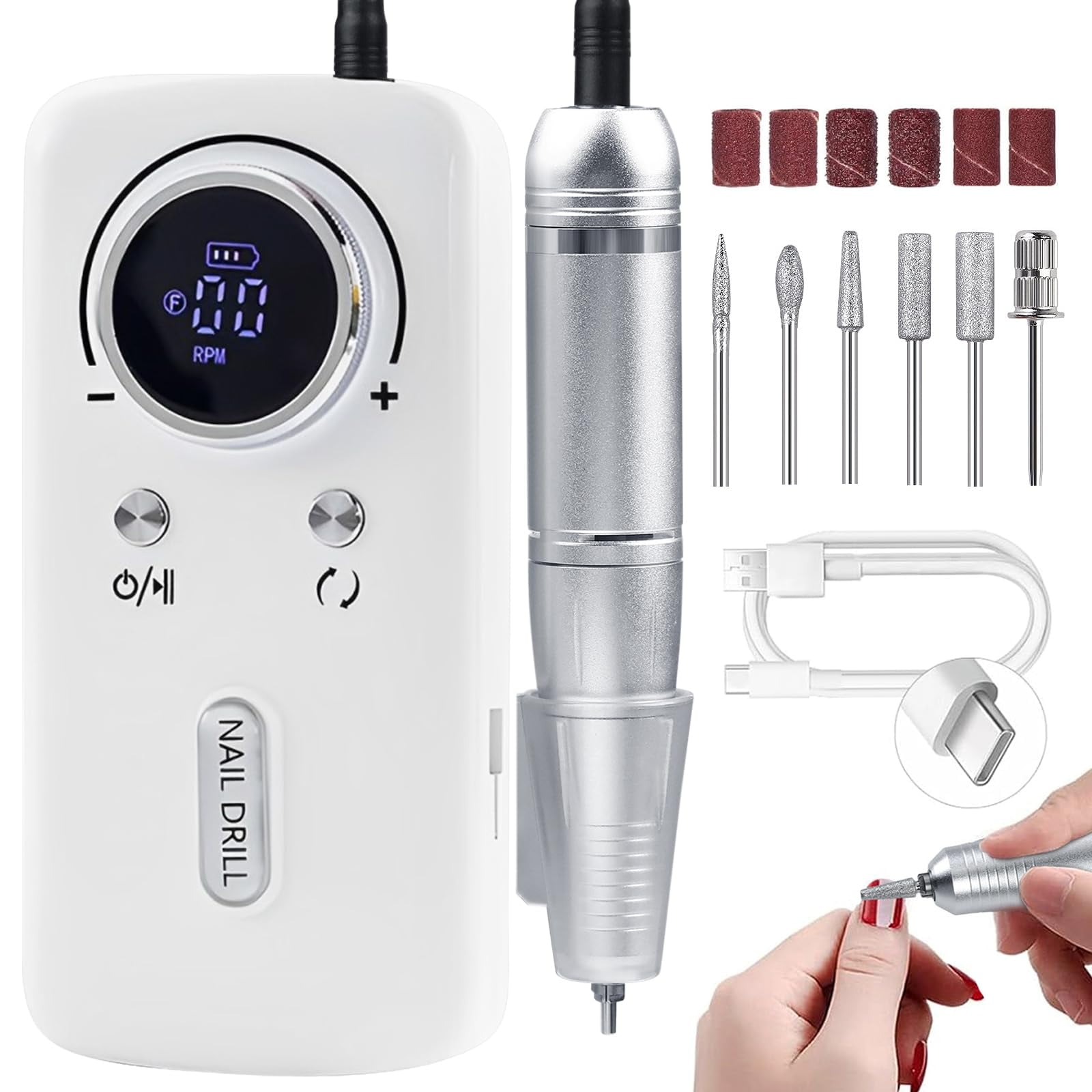 CozyZen Portable Nail Drill Professional: 45000 RPM Rechargeable ...