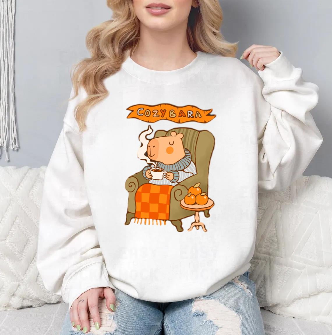 Cozybara Cute Whimsical Relaxed Capybara Lover Cozy Mood T-Shirt ...