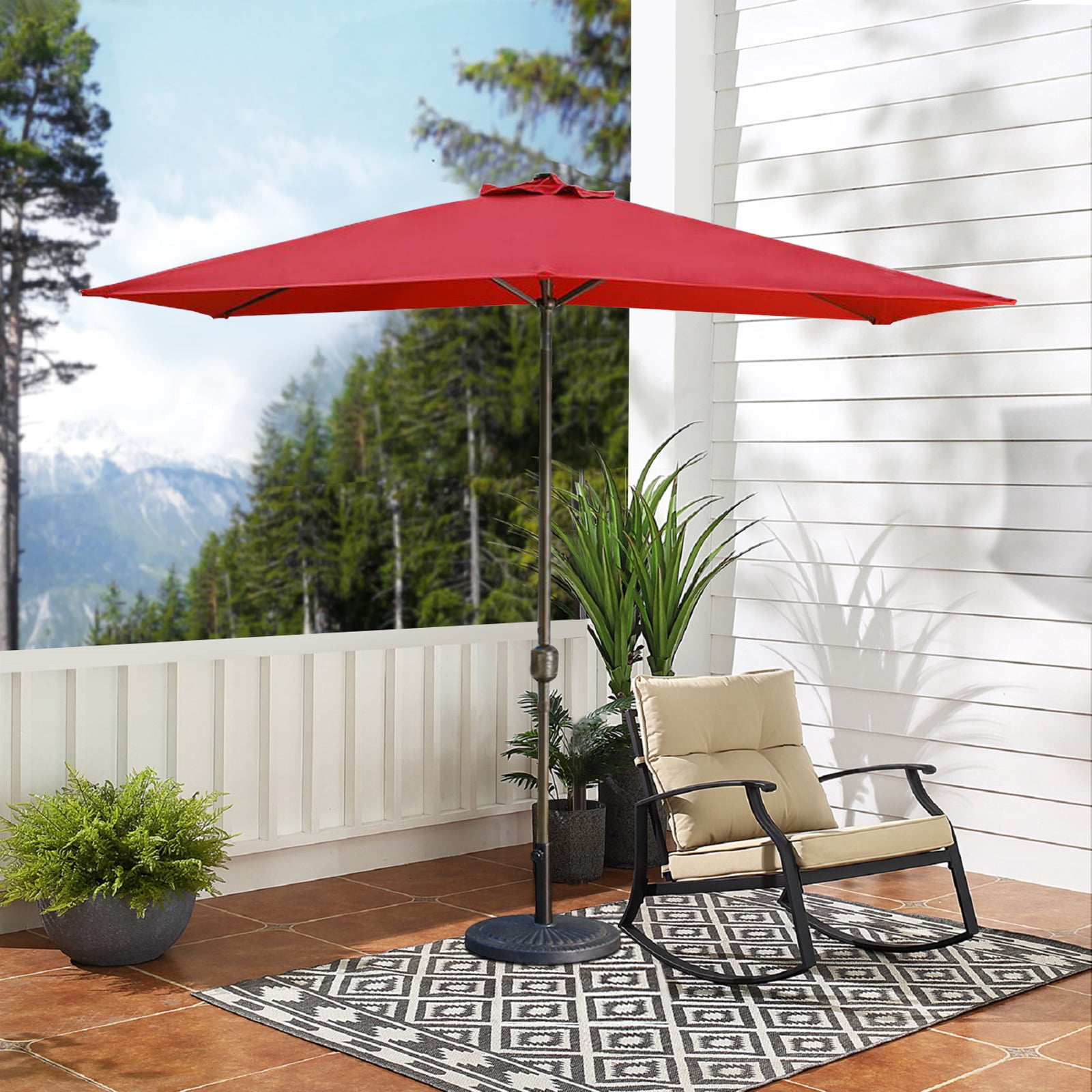 Cozyhom 10 X 6.5ft Outdoor Patio Umbrella With Solar Led Lightes, Tilt ...