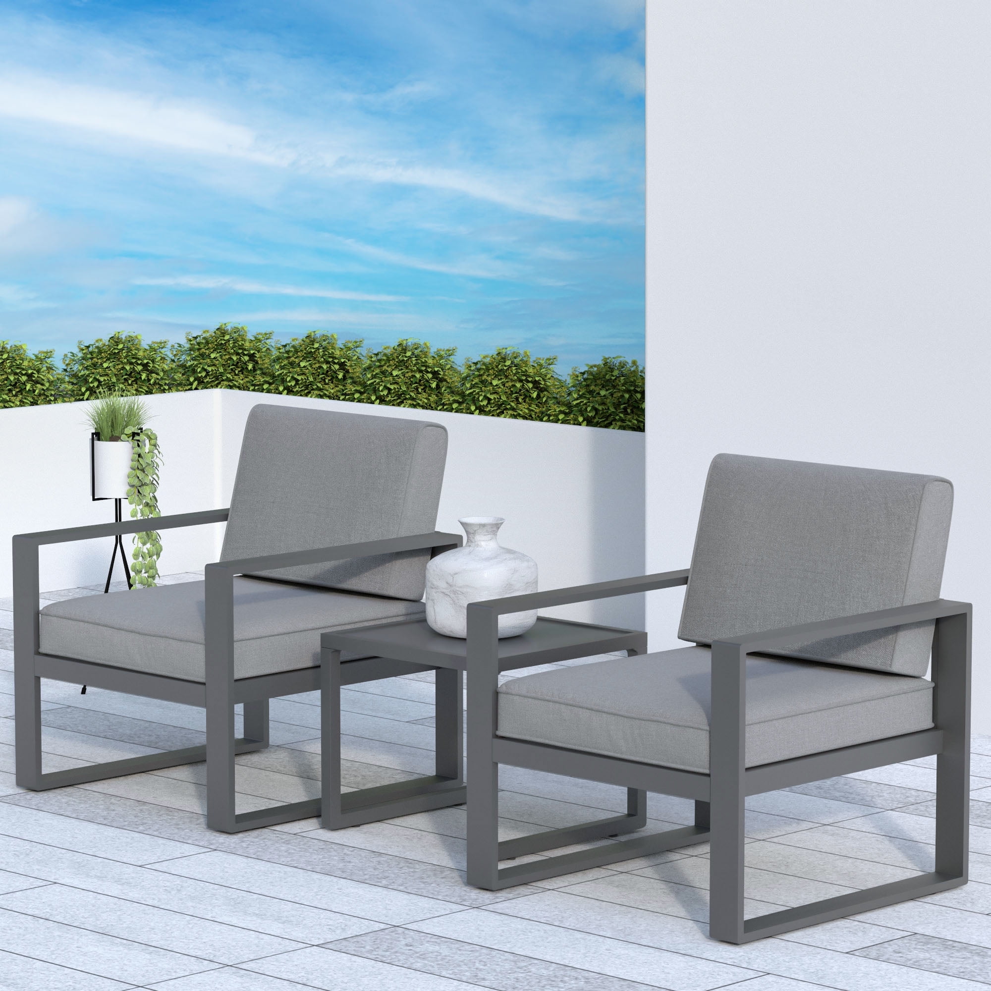Cozyhom 3 Pcs Outdoor Patio Furniture Sets, Aluminum Patio Chairs ...