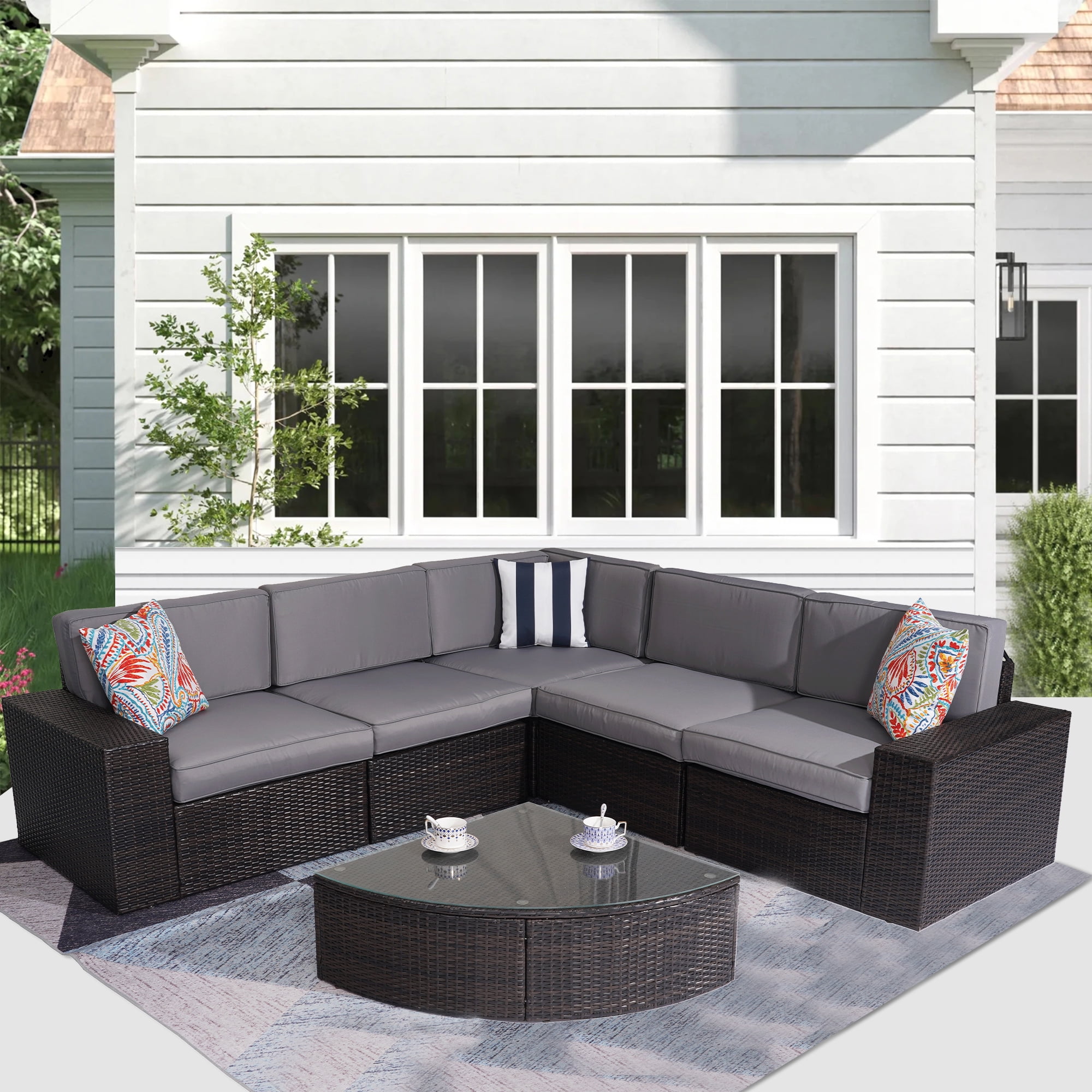 Soria outdoor 6 piece rattan sectional store
