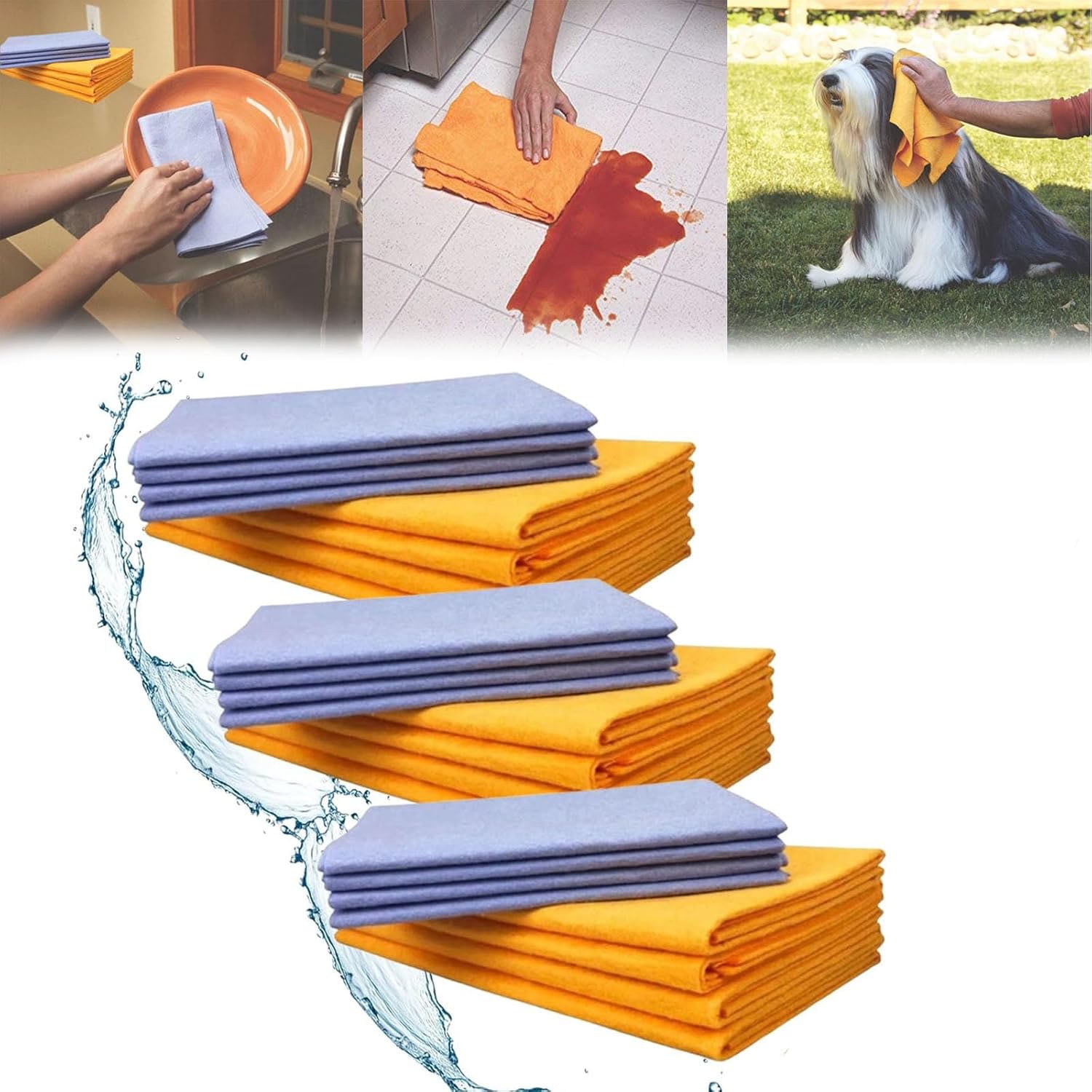 Cozyhoome Ultra-Absorbent Miracle Cleaning Shammy, Multi-Purpose ...