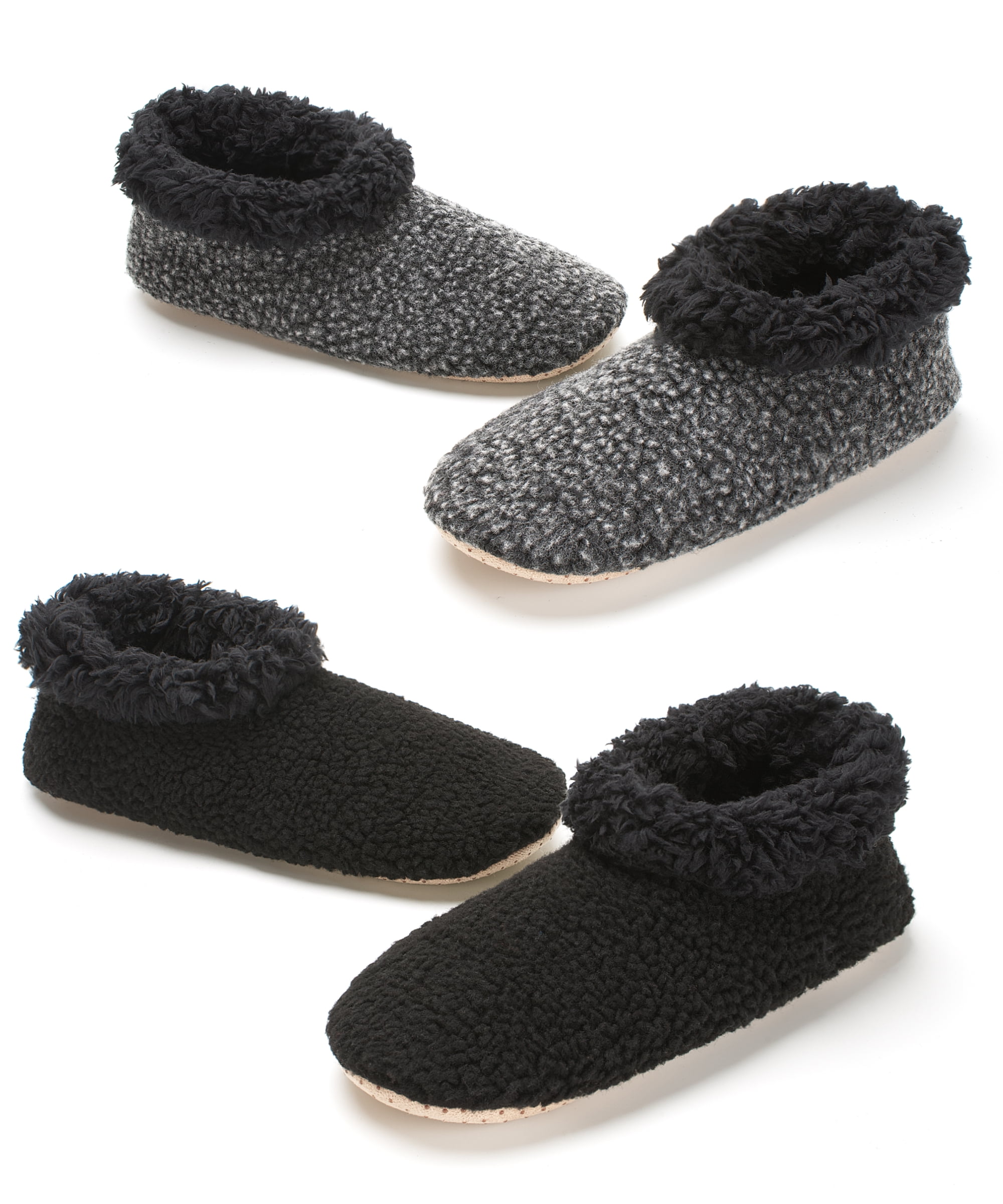 Cozylook 2-Pack Men's Low-Cut Slipper Socks with Grippy Soles, Warm ...