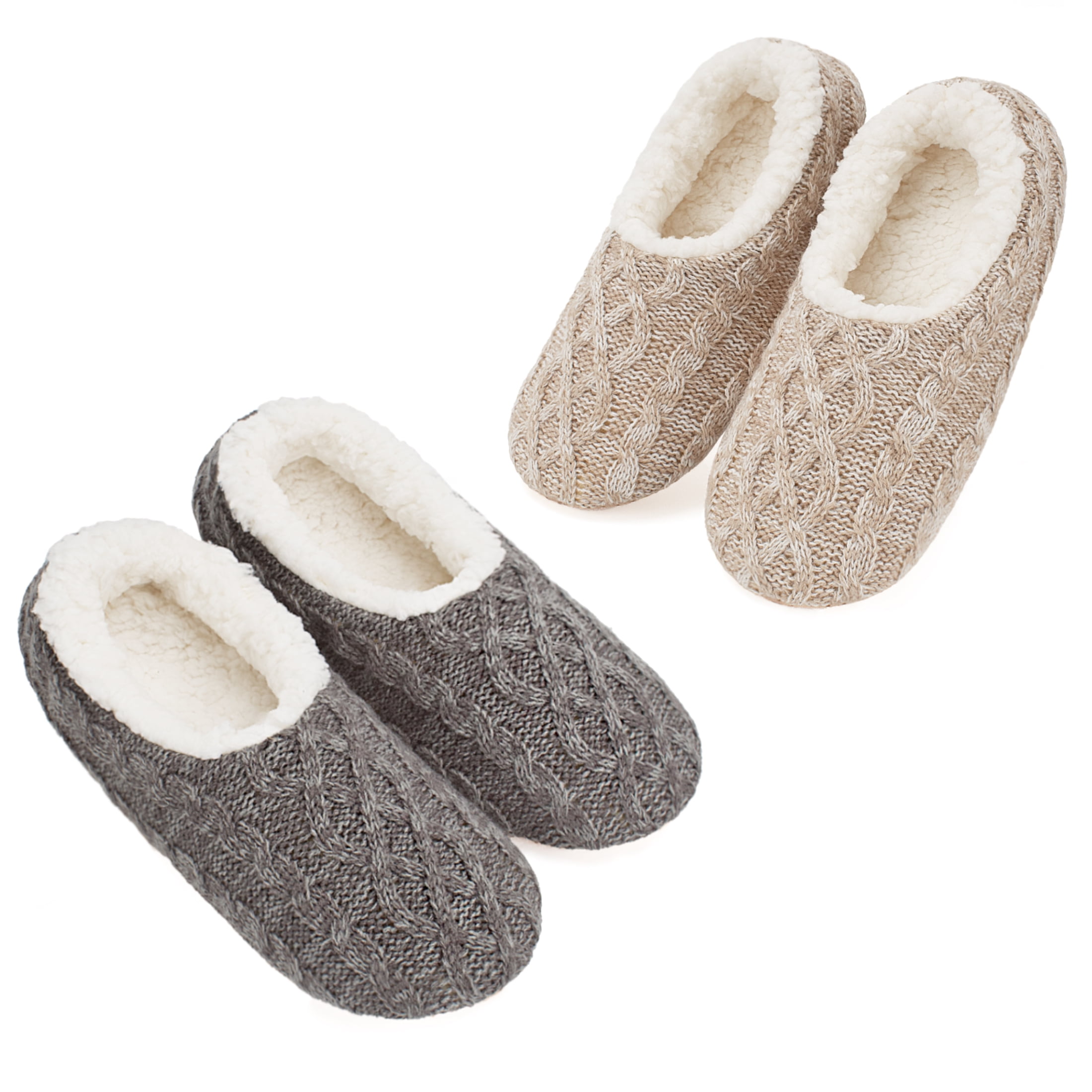 Cozylook 2-Pack Women's Low-Cut Slipper Socks, Grippy Soles, Sherpa ...