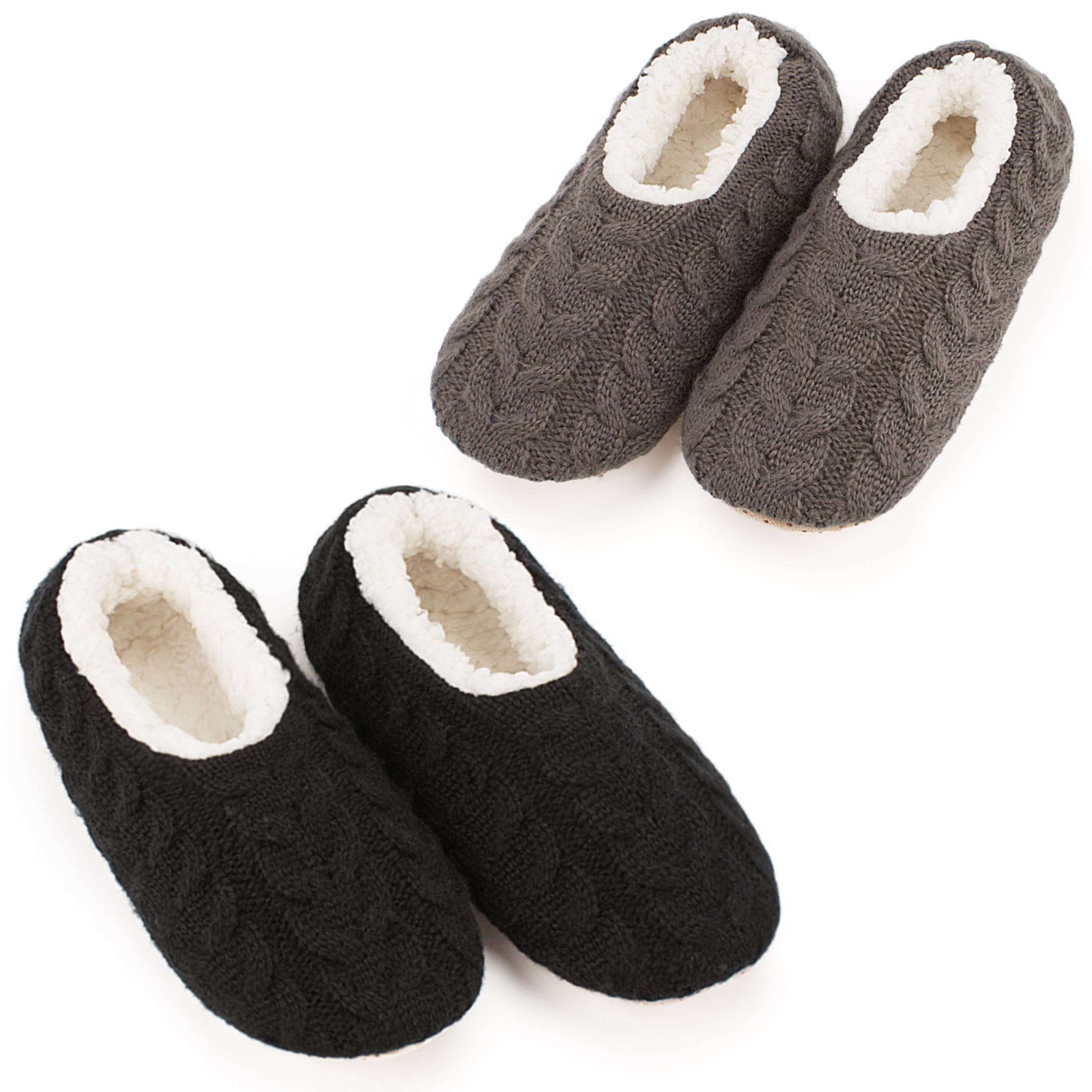 Cozylook 2-Pack Women's Low-Cut Slipper Socks, Grippy Soles, Sherpa ...