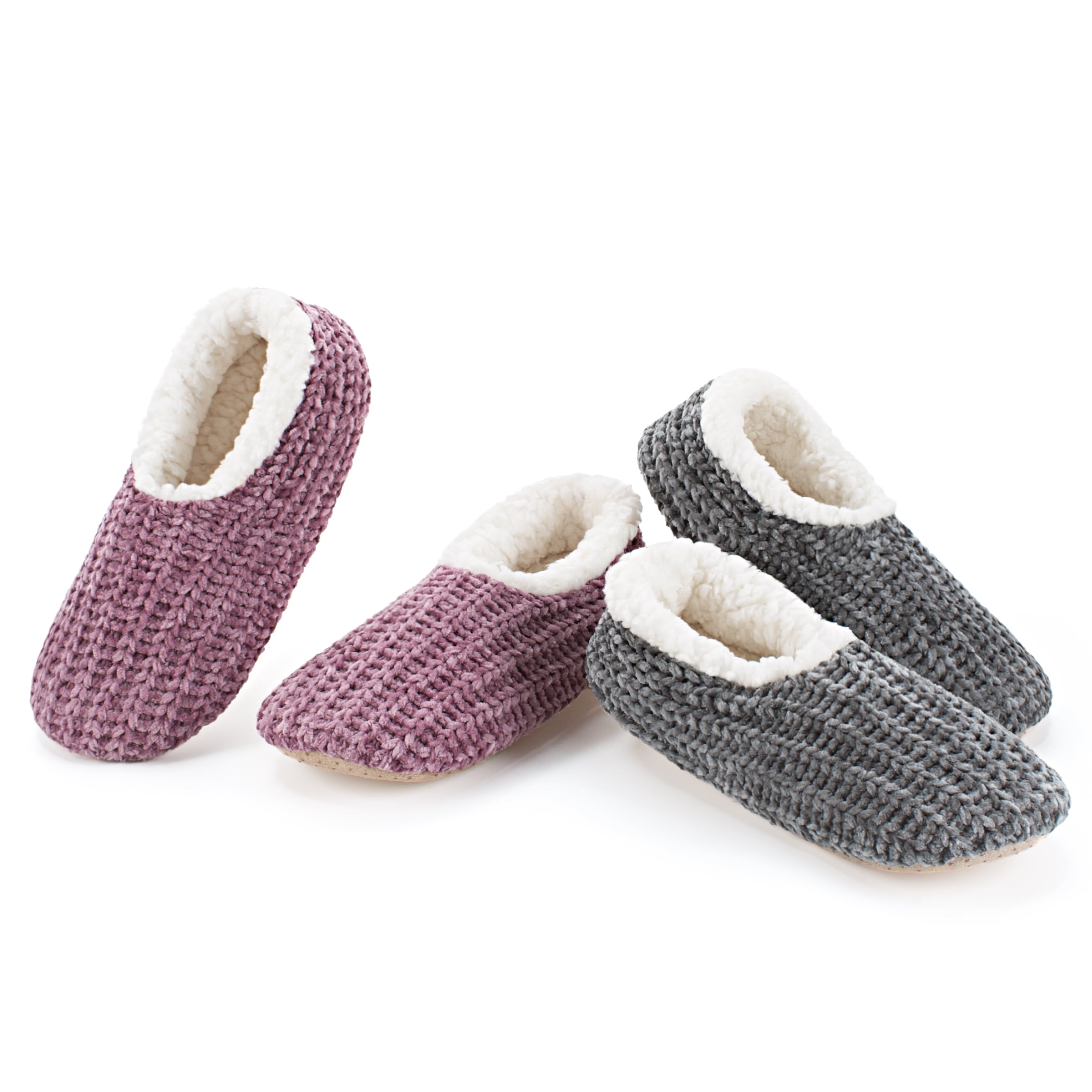 Cozylook, Women's Low-Cut Slipper Socks, 2-Pack, Sizes 5-6 Pink/Grey ...