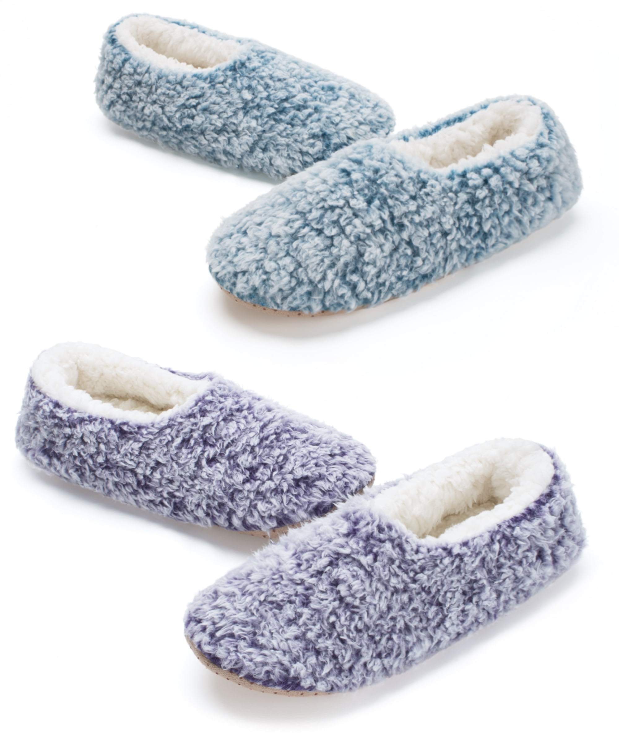 Cozylook Women's Low-Cut Slipper Socks 2-Pack, Sherpa Lined, Grippy ...
