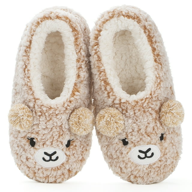 Cozylook Cute Animal Slipper Socks for Toddler Kids Girls Women, Fuzzy Fluffy Sherpa Lined, Non ...