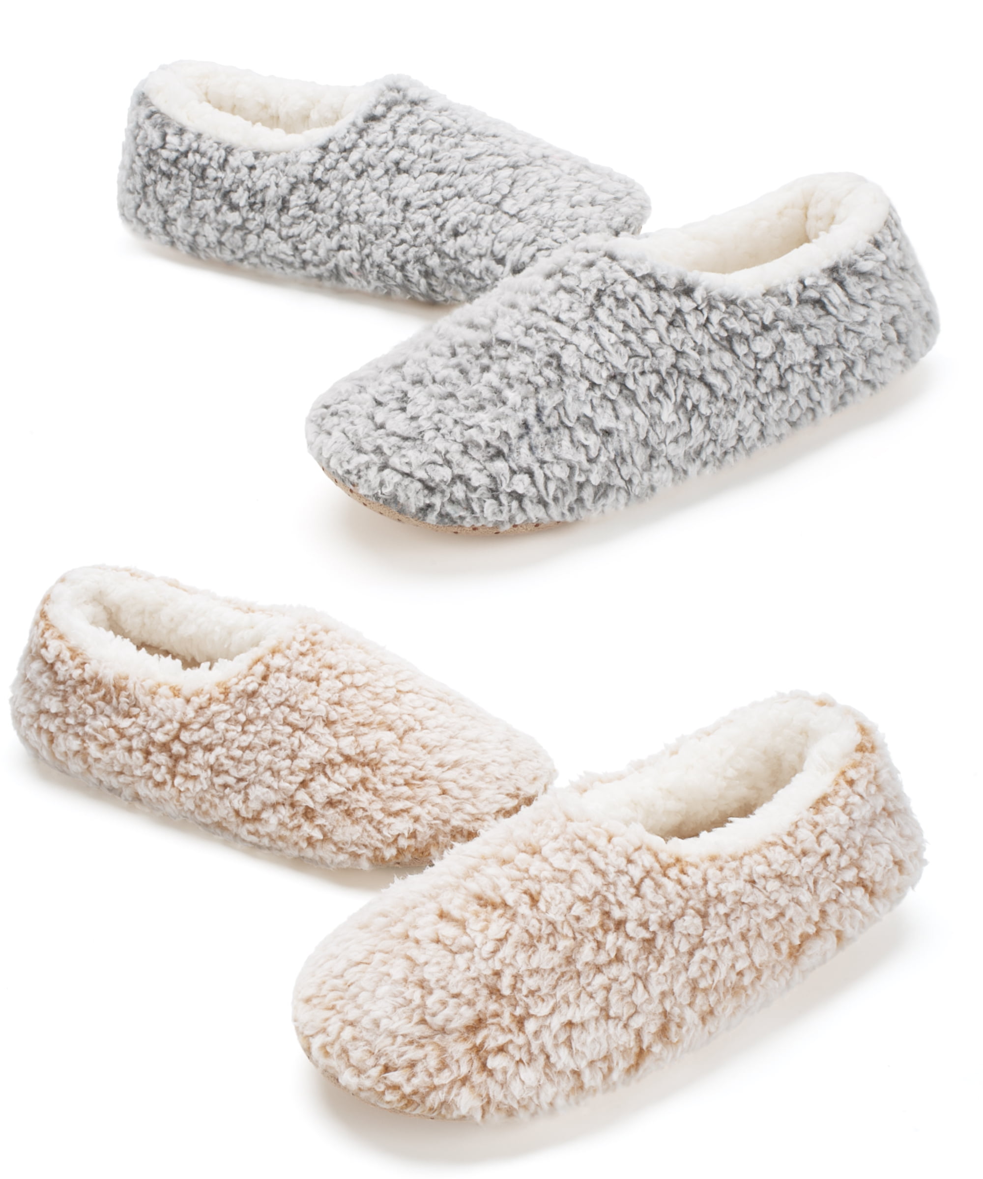 Cozylook 2-Pack Women's Low-Cut Slipper Socks, Grippy Soles, Sherpa ...