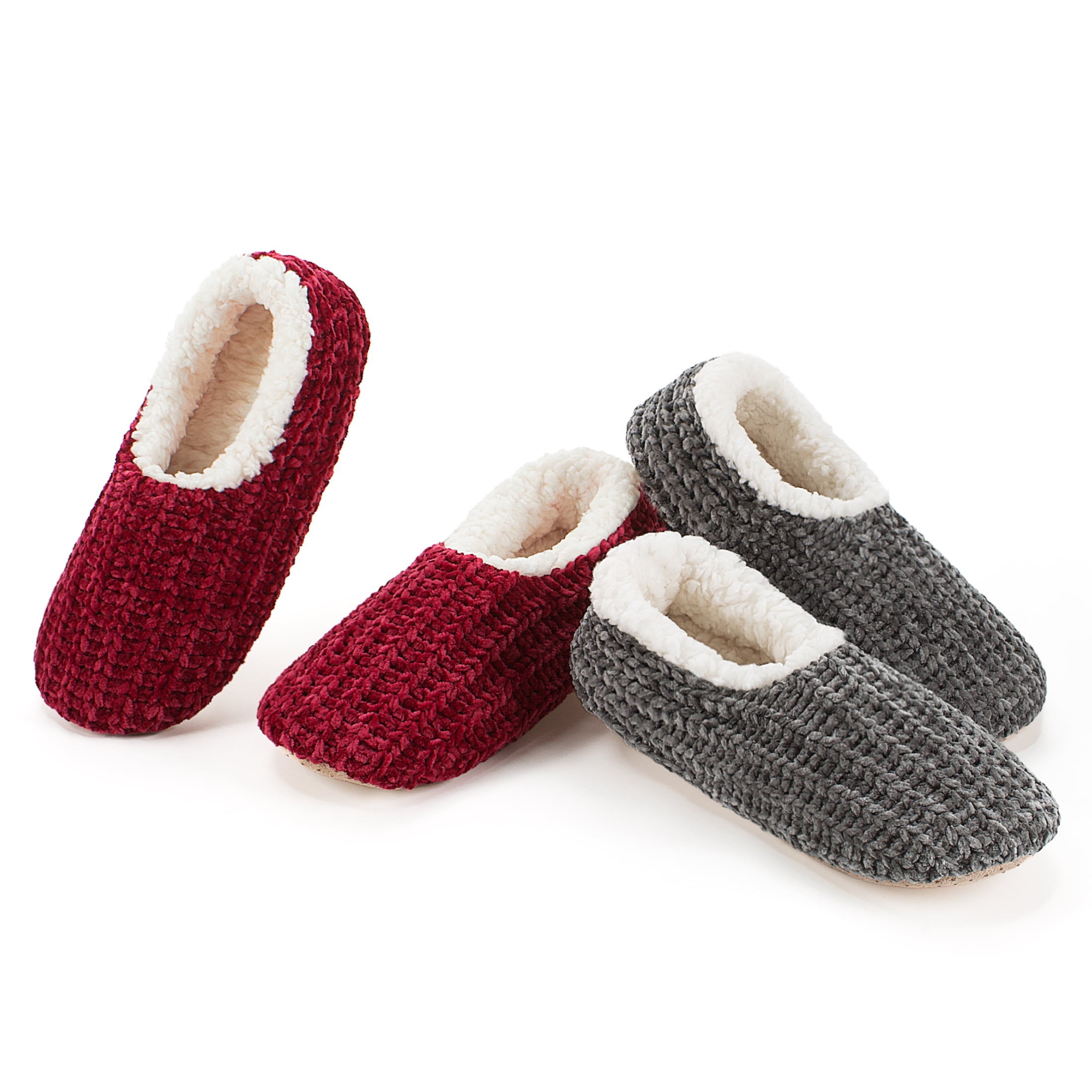 Cozylook 2-Pack Women's Low-Cut Slipper Socks, Grippy Soles, Sherpa ...