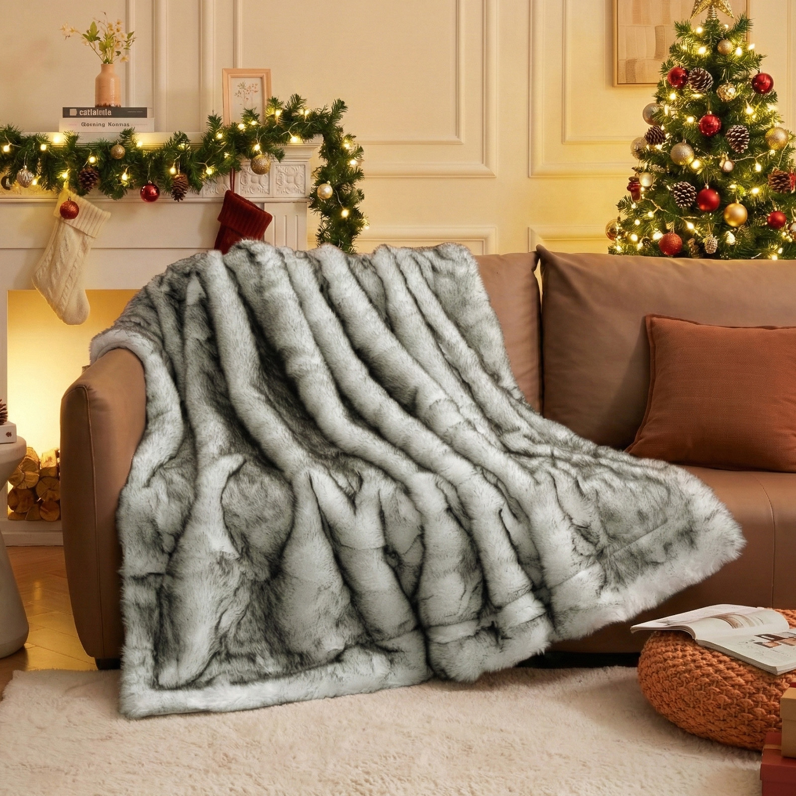Cozylore Luxury Faux Fur Throw Blanket for Bed Super Thick Warm Long ...
