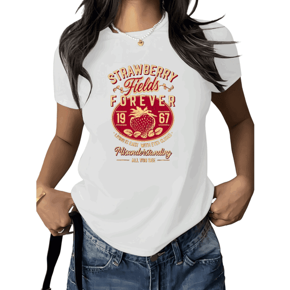 Cozymy Unisex Vintage Strawberry Farm Graphic Short Sleeve T-Shirt ...
