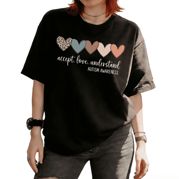 Cozymy Women's Autism Awareness Leopard Print Hearts Graphic Short ...