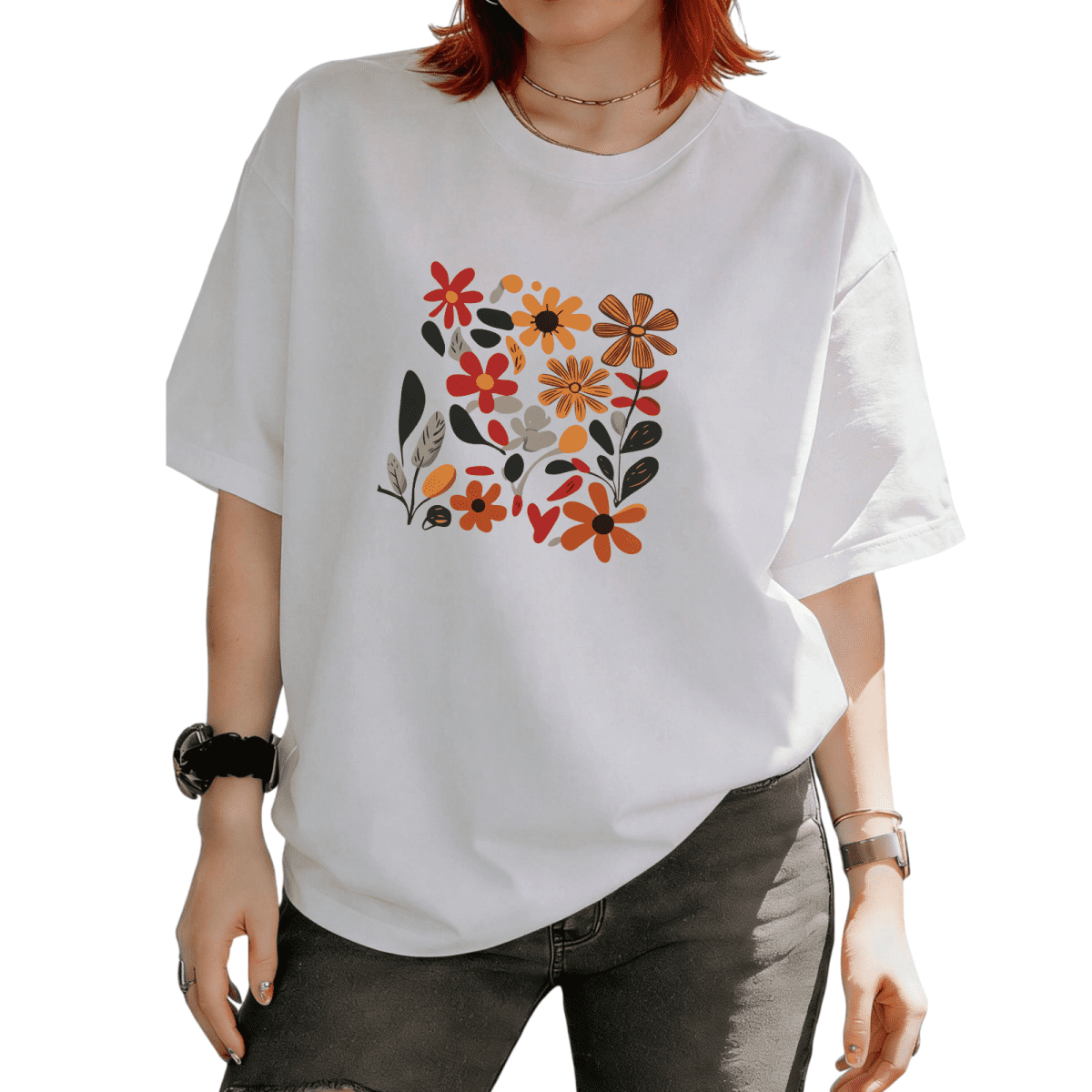 Cozymy Women's Autumn Floral Daisies Graphic Short Sleeve T-Shirt Soft ...