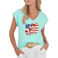 Cozymy Women's Blue Floral American Flag Print V-Neck Sleeveless T ...