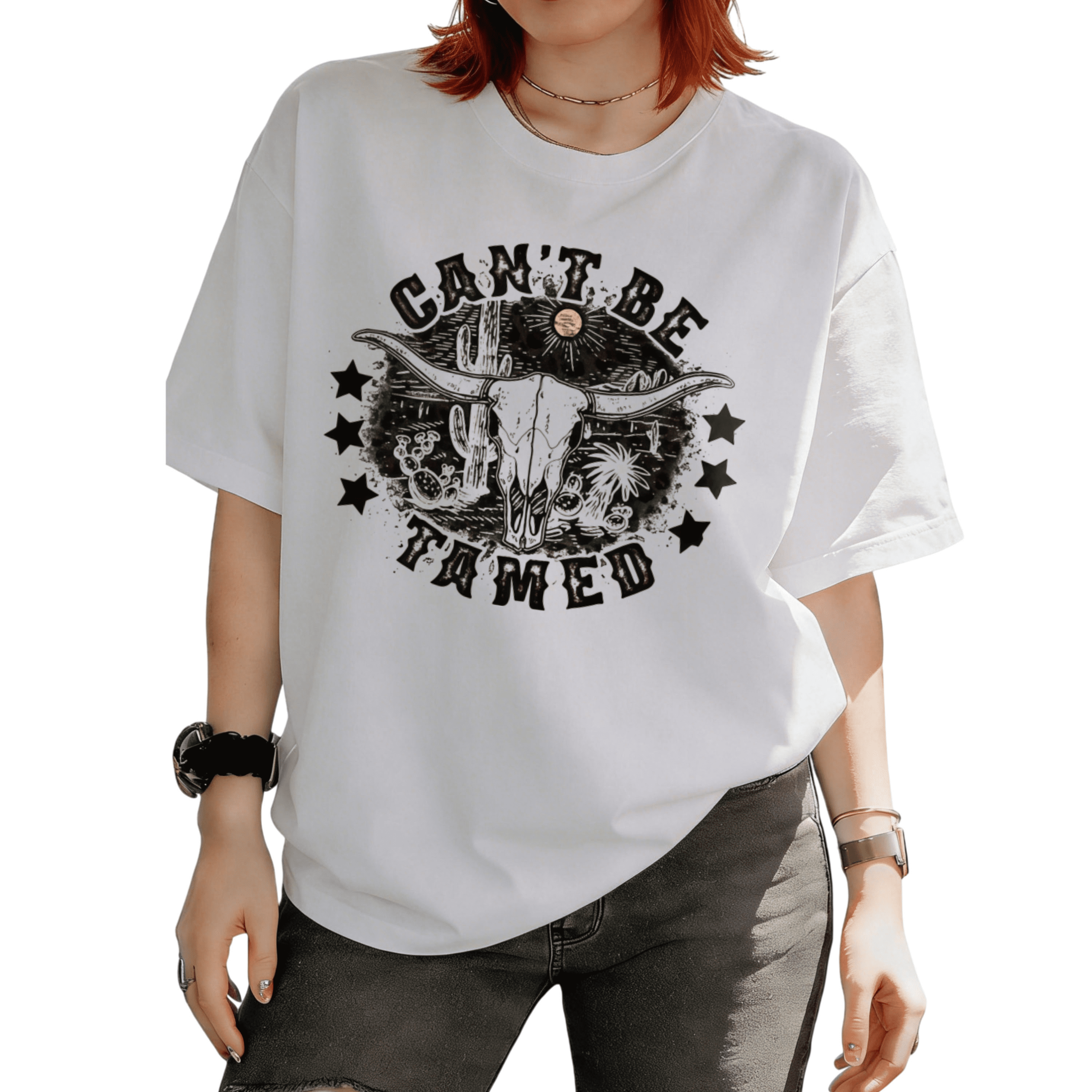 Cozymy Women's Can't Be Tamed Longhorn Skull Western Vintage Graphic ...