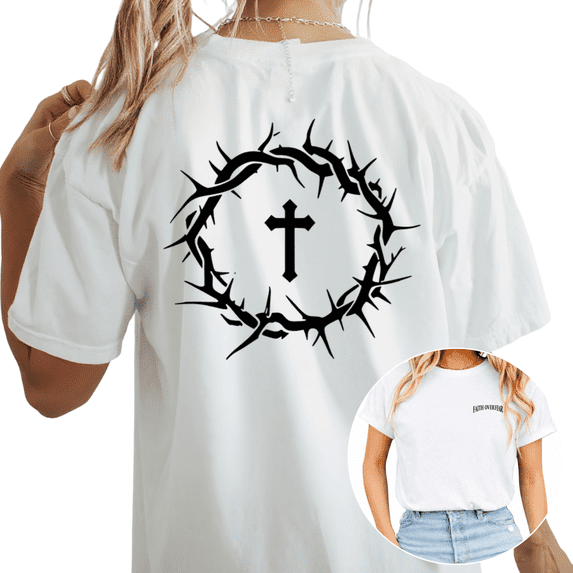 Cozymy Women's Christian "Faith Over Fear" Cross Graphic T-Shirt Casual ...