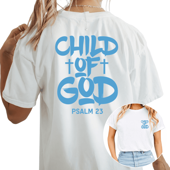 Cozymy Women's Christian Psalm 23 Child of God Cross Design Graphic ...