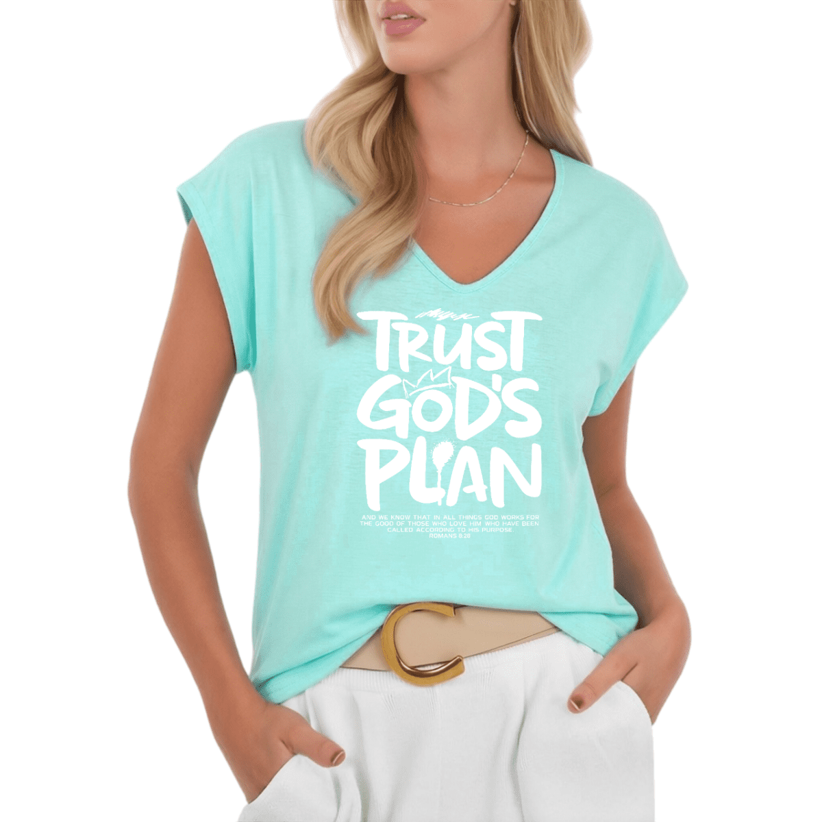 Cozymy Women's Christian Trust God's Plan Quote V-Neck Sleeveless T ...