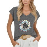 Cozymy Women's Dark Grey Edgy Pastel Sunflower V-Neck Sleeveless Casual ...