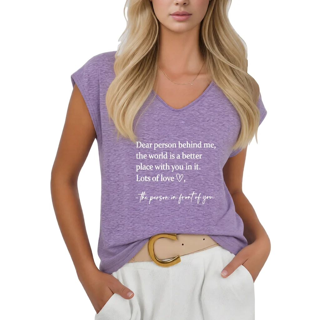 Cozymy Women's Dreamy Sweet Note to Others V-Neck Sleeveless T-Shirt ...