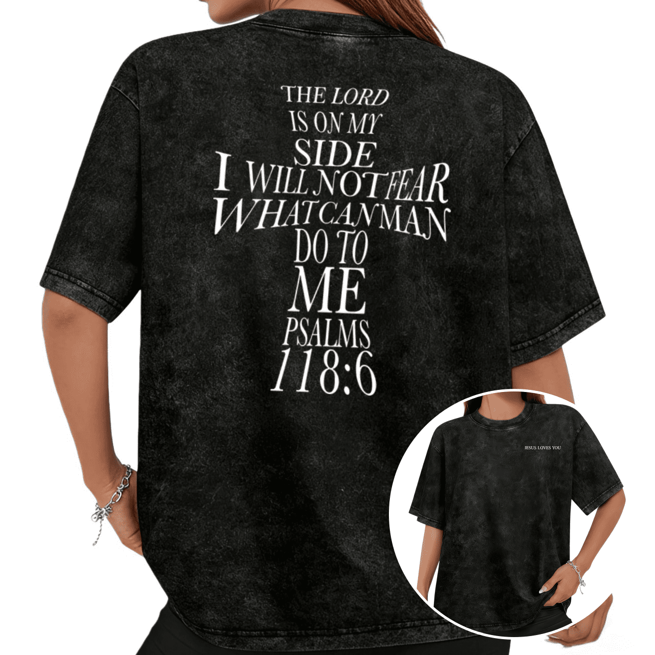 Cozymy Women's "Faith Over Fear" Minimalist Text Graphic Washed Short ...