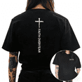 Cozymy Women's Faith Over Fear Nail Cross Graphic Short Sleeve T-Shirt ...