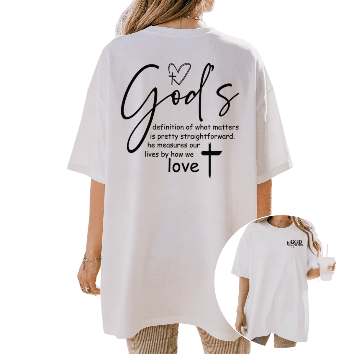 Cozymy Women's God's Definition of Love Quote Graphic Short Sleeve T ...