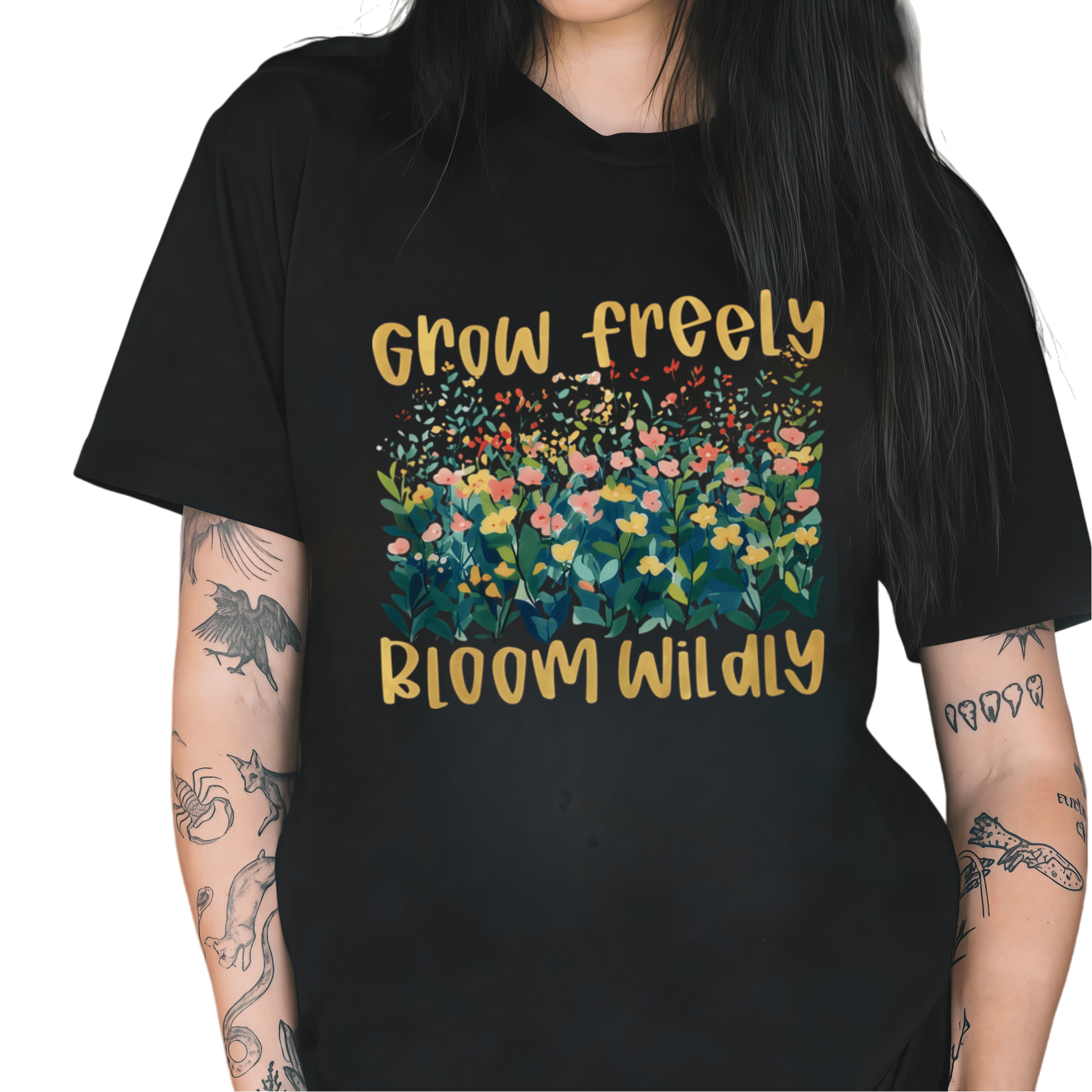 Cozymy Women's "Grow Freely Bloom Wildly" Watercolor Floral Graphic ...