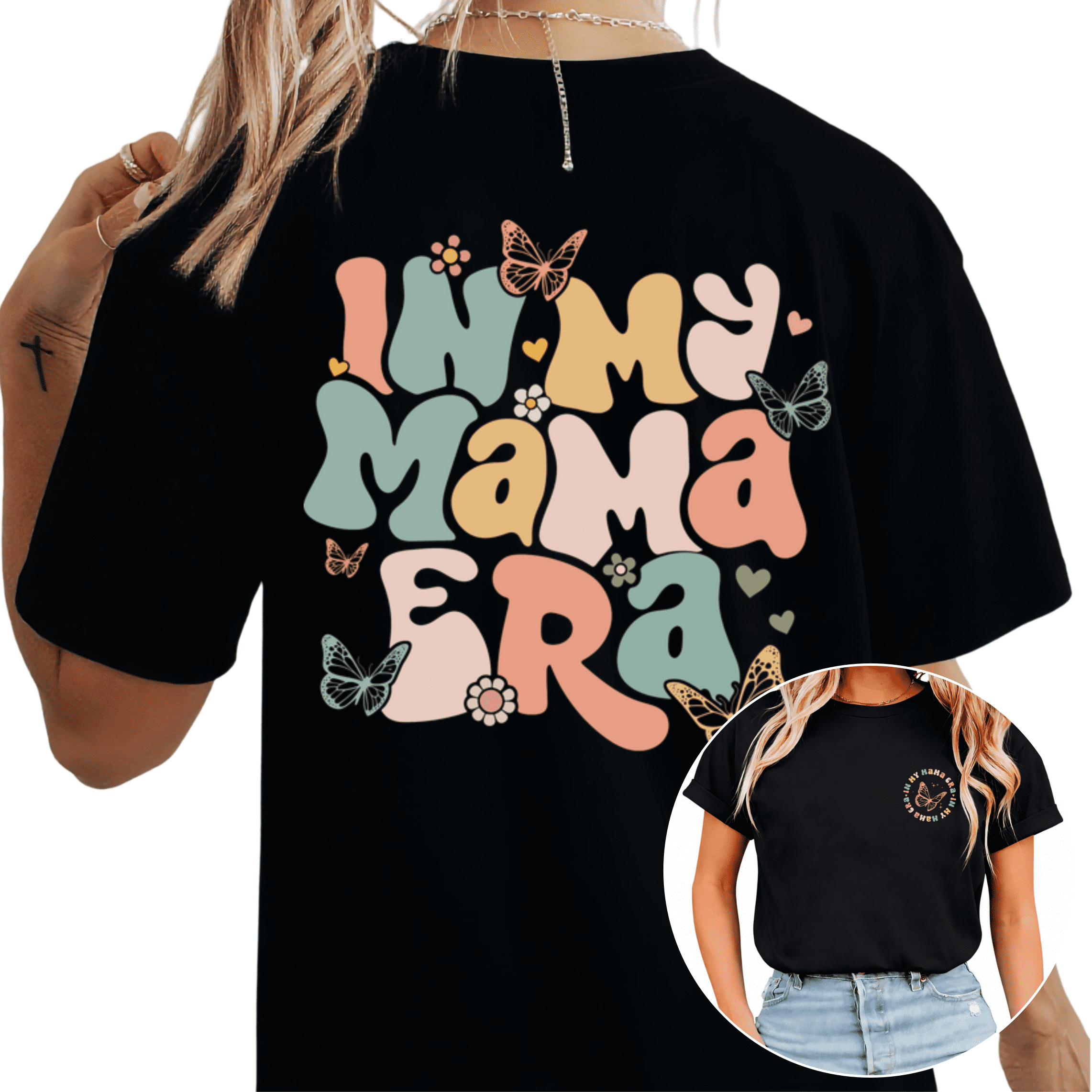 Cozymy Women's In My Mama Era Butterfly Flower Retro Graphic Short ...