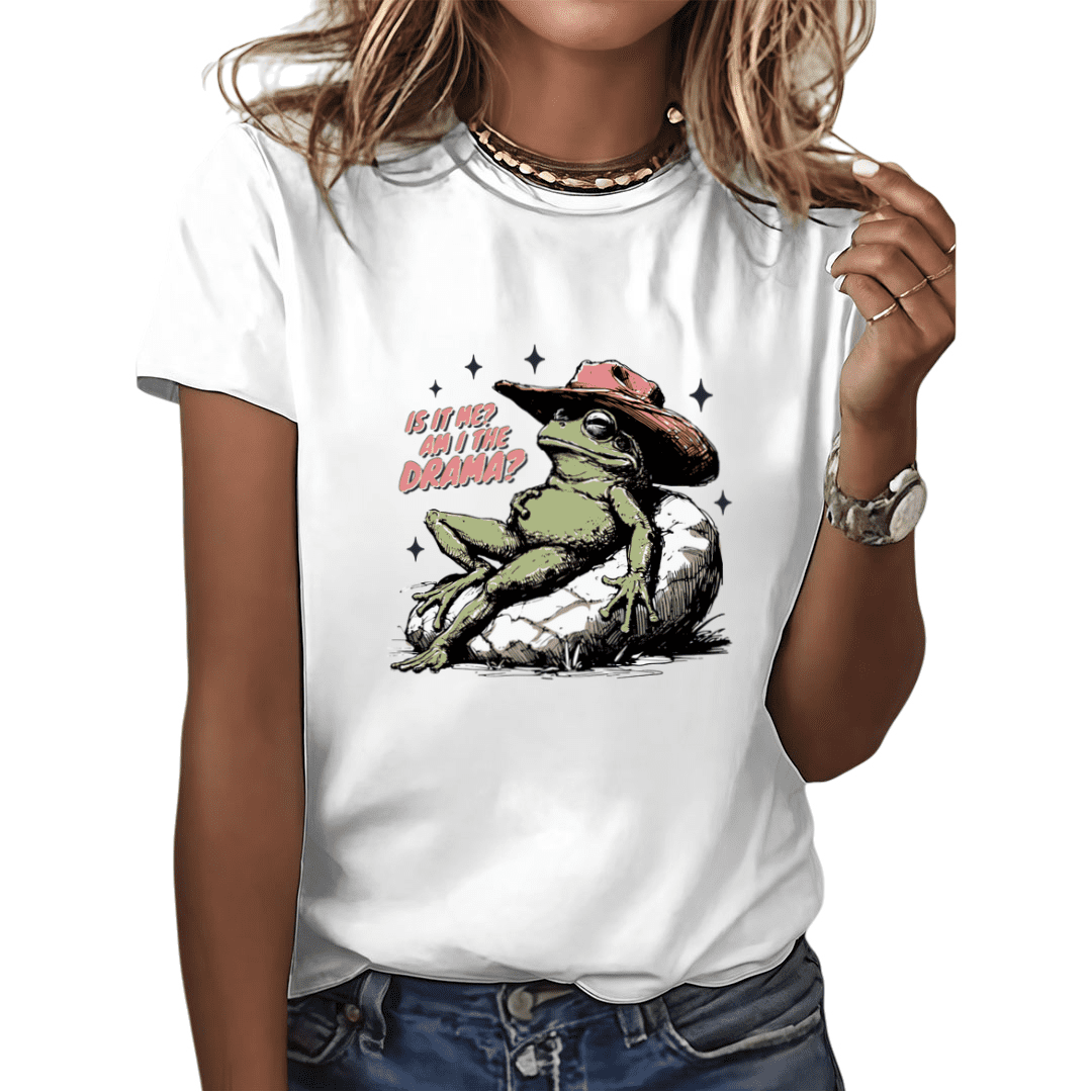 Cozymy Women's "Is It Me Am I The Drama" Cowboy Frog Graphic Crewneck ...