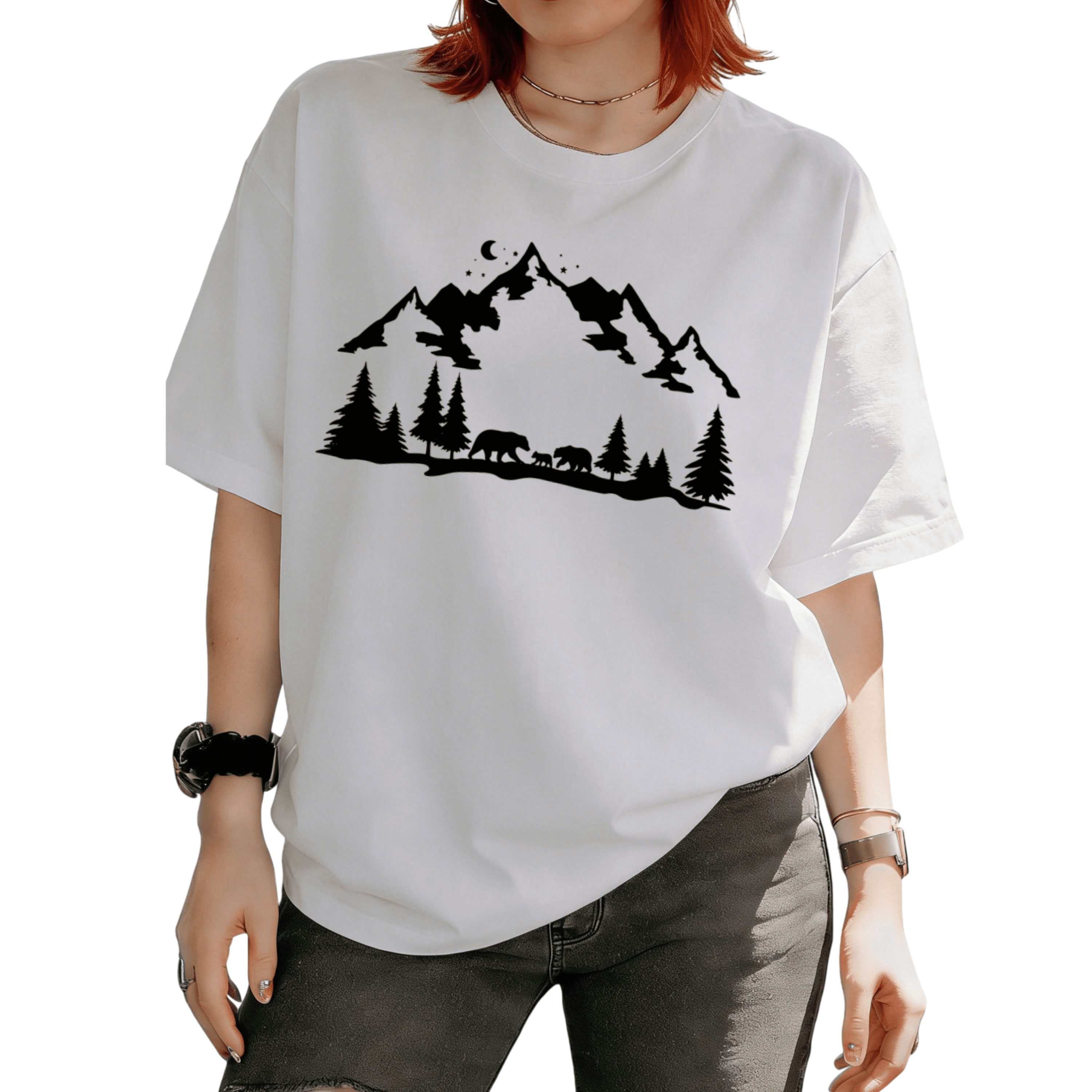 Cozymy Women's Mountain Bear Family Pine Tree Moon Star Wilderness ...