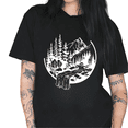Cozymy Women's Mountain Waterfall Forest Landscape Graphic Short Sleeve ...
