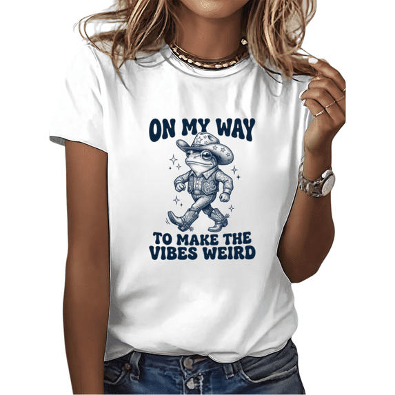 Cozymy Women's "On My Way to Make the Vibes Weird" Cowboy Frog Graphic ...