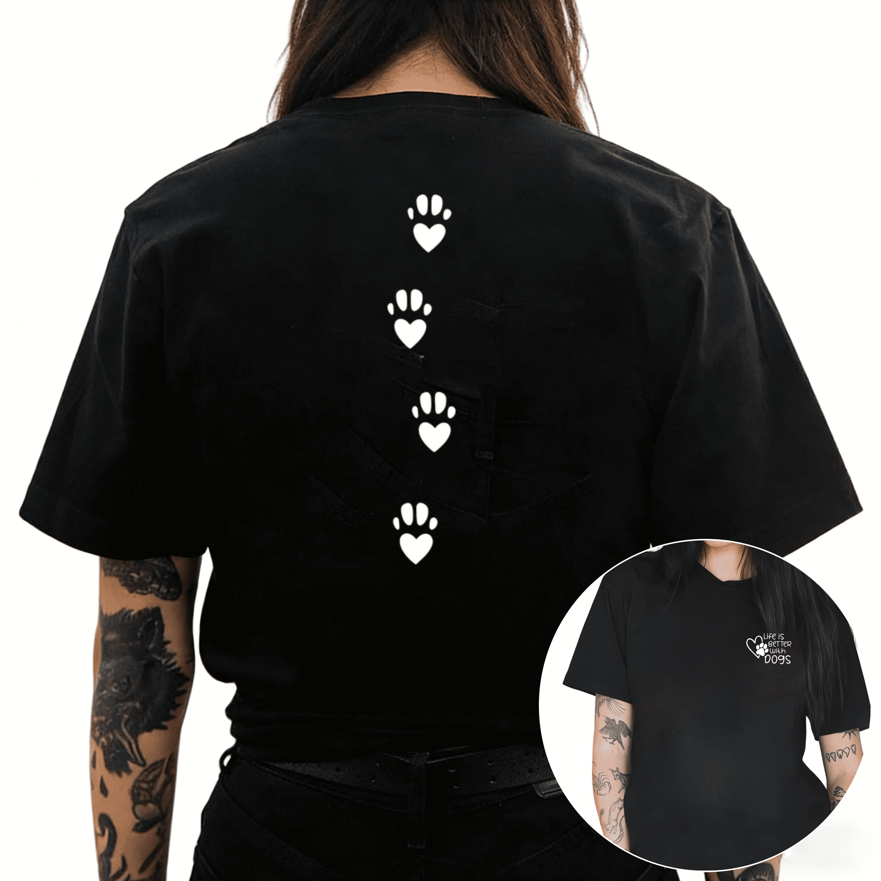 Cozymy Women's Paw Print Heart Dog Cat Lover Quote Graphic Short Sleeve ...