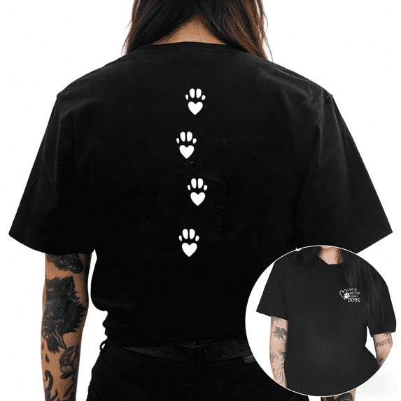Cozymy Women's Paw Print Heart Dog Cat Lover Quote Graphic Short Sleeve ...