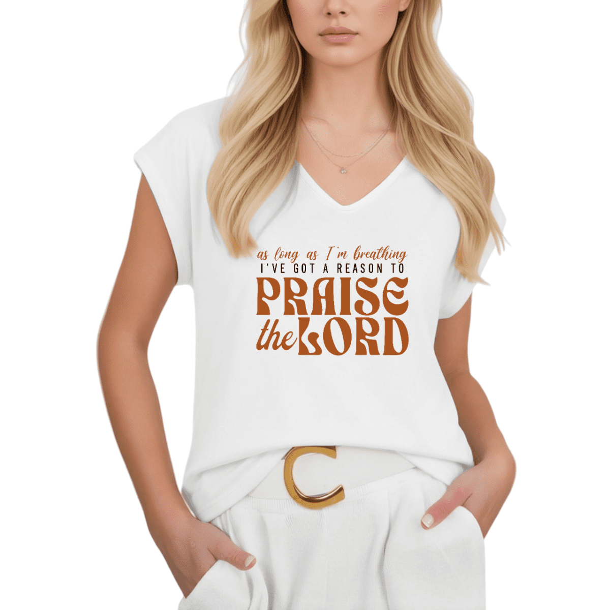 Cozymy Women's Praise The Lord Christian Quote V-Neck Sleeveless T ...