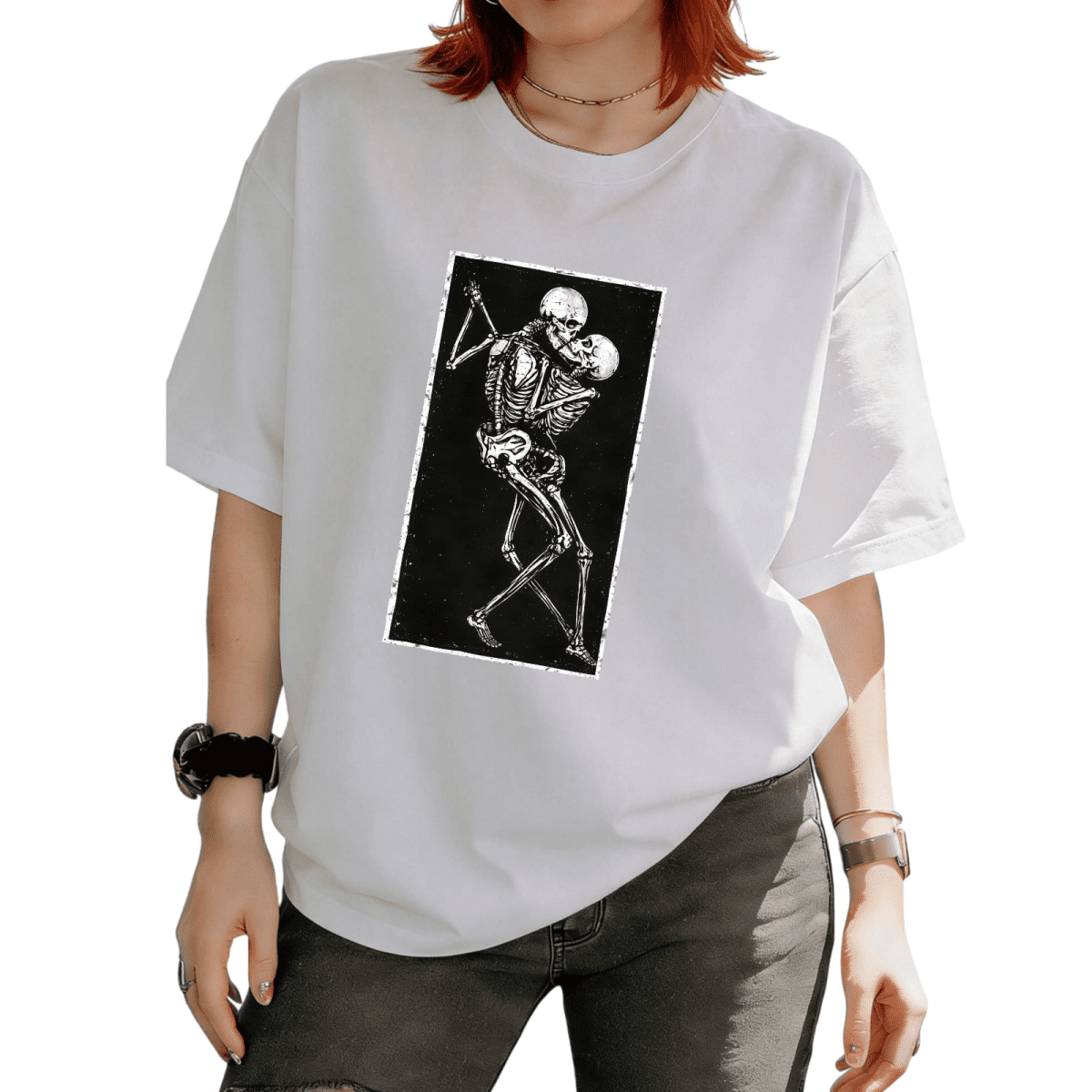Cozymy Women's Romantic Dancing Skeletons Dark Retro Graphic Short ...