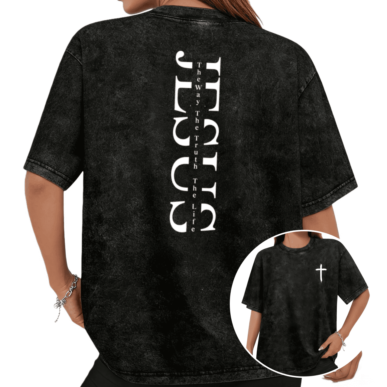 Cozymy Women's Simple Sketch Cross Graphic Washed Short Sleeve T-Shirt ...