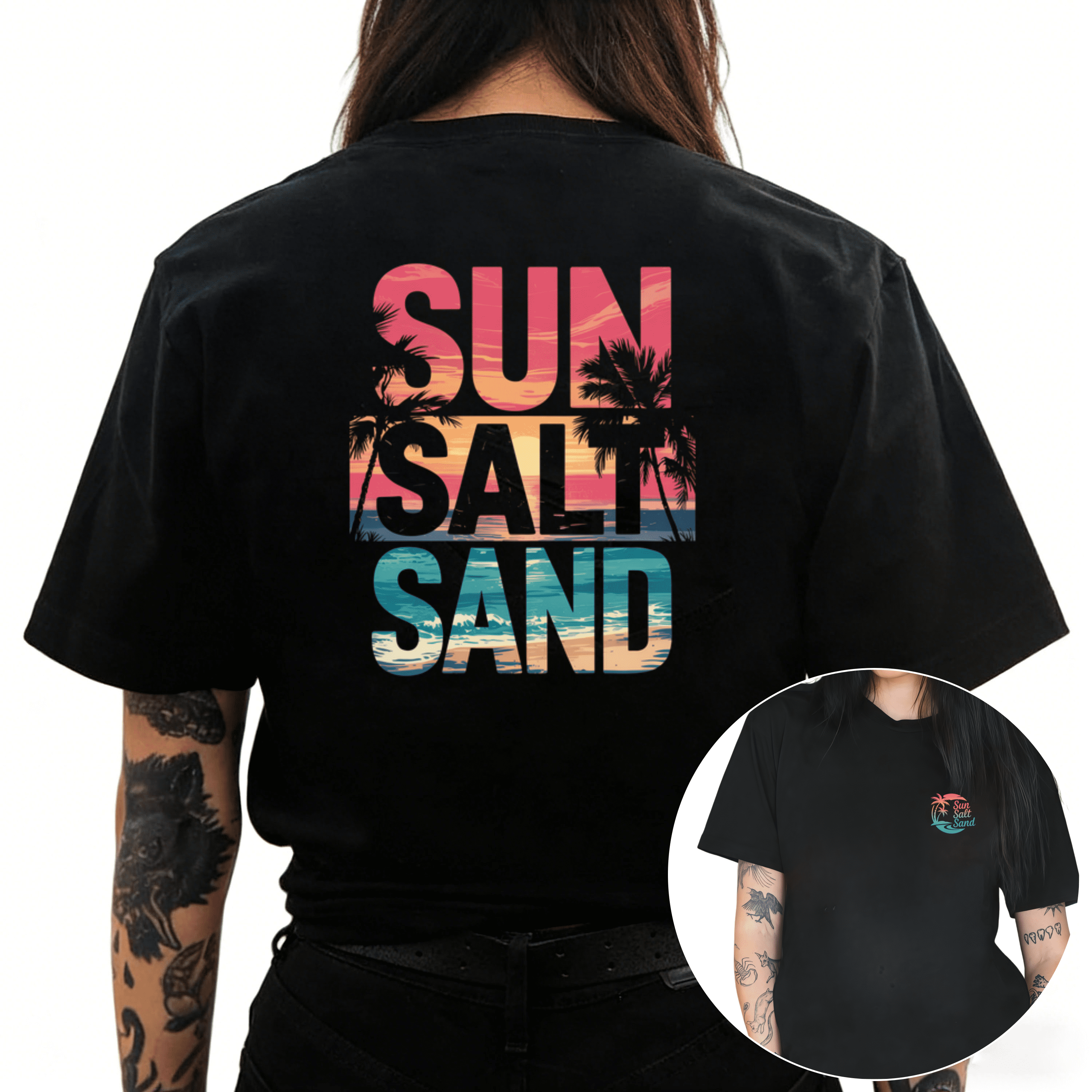 Cozymy Women's "Sun Salt Sand" Tropical Beach Graphic Crewneck Short ...