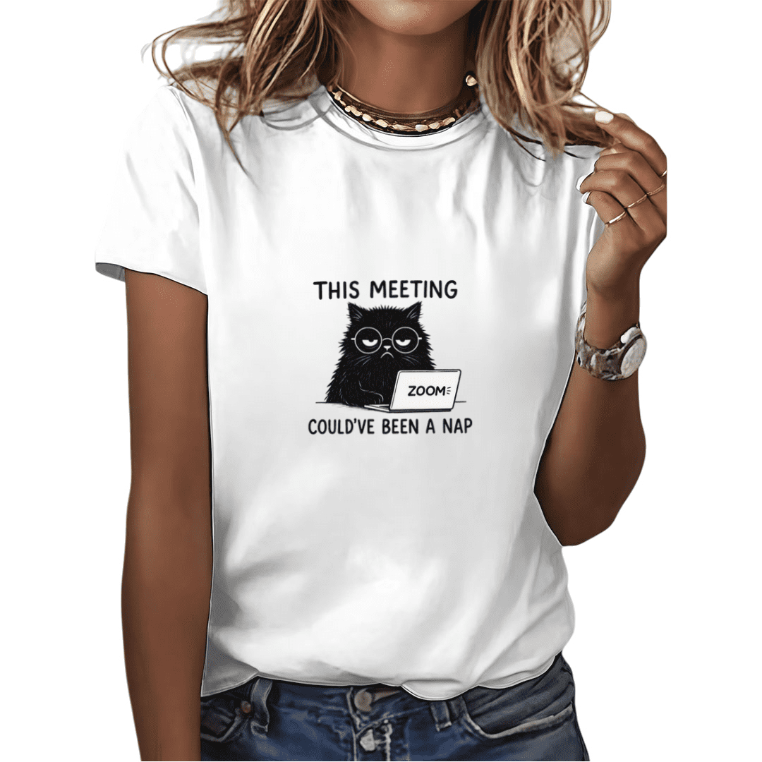 Cozymy Women's "This Meeting Could've Been A Nap" Funny Cat Graphic ...