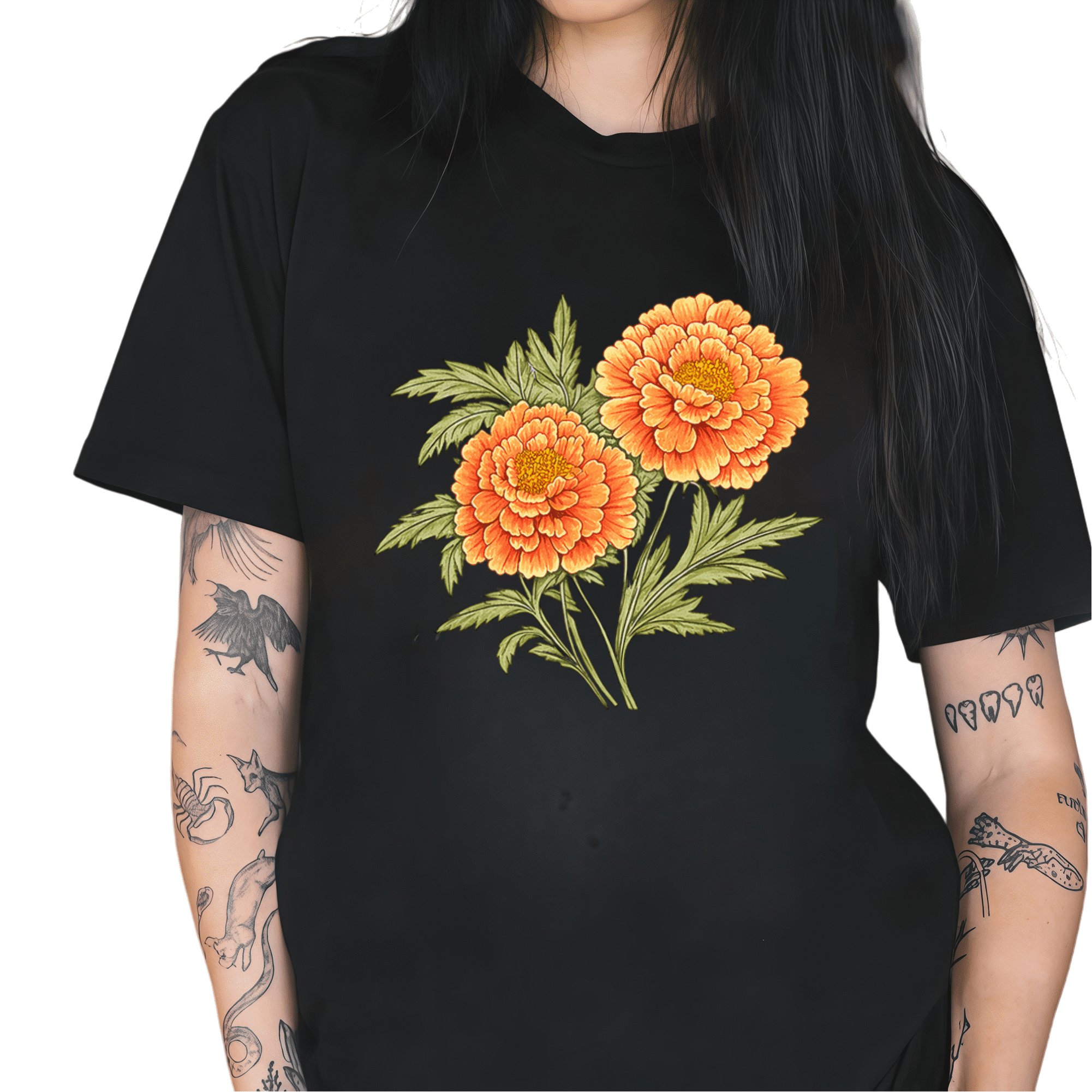 Cozymy Women's Vintage Orange Marigold Floral Bouquet Graphic Short ...