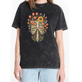 Cozymy Women's Washed Black Floral Skeleton Rib Cage Graphic Short ...
